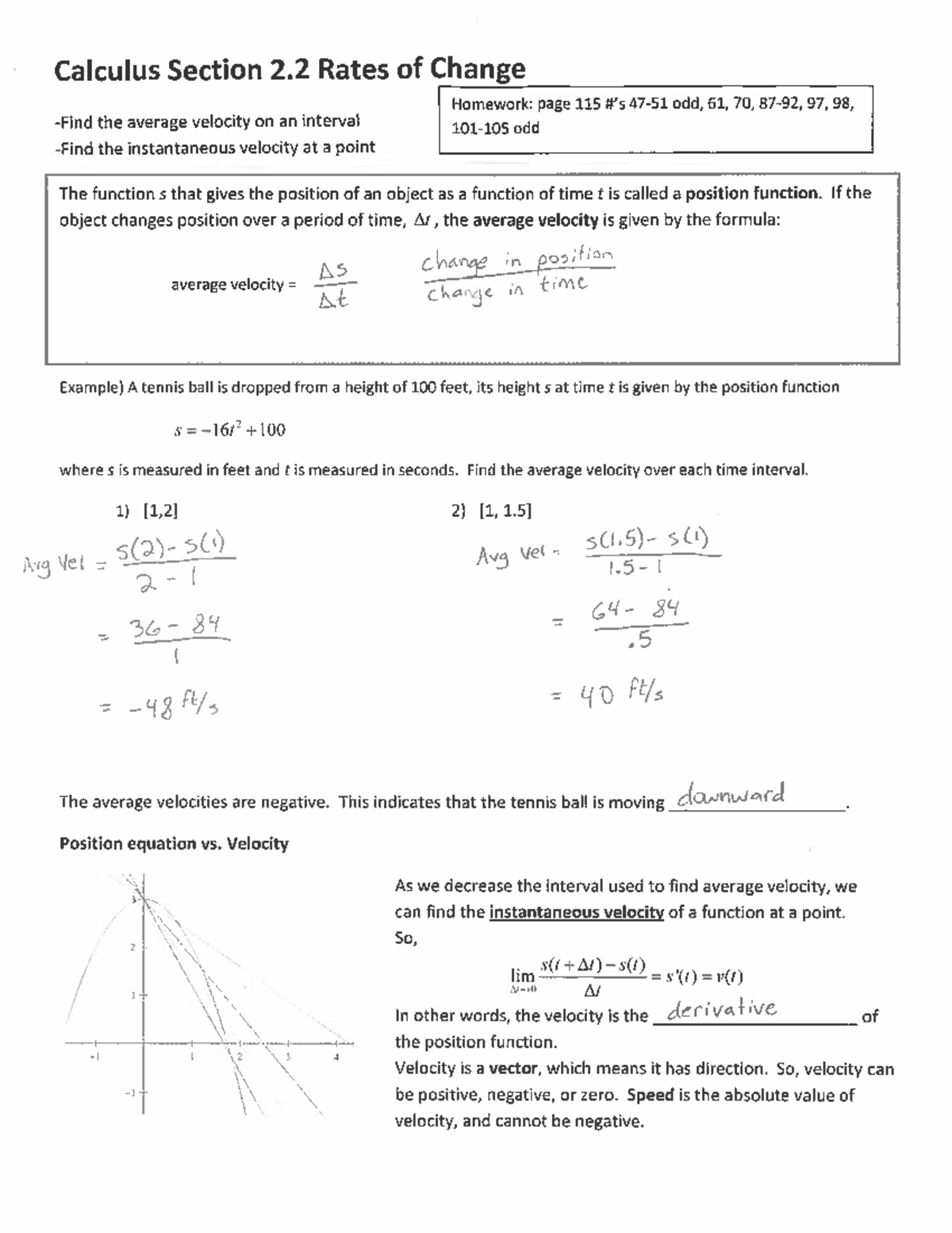 Calculus Rates Of Change MATH M 211 Studocu
