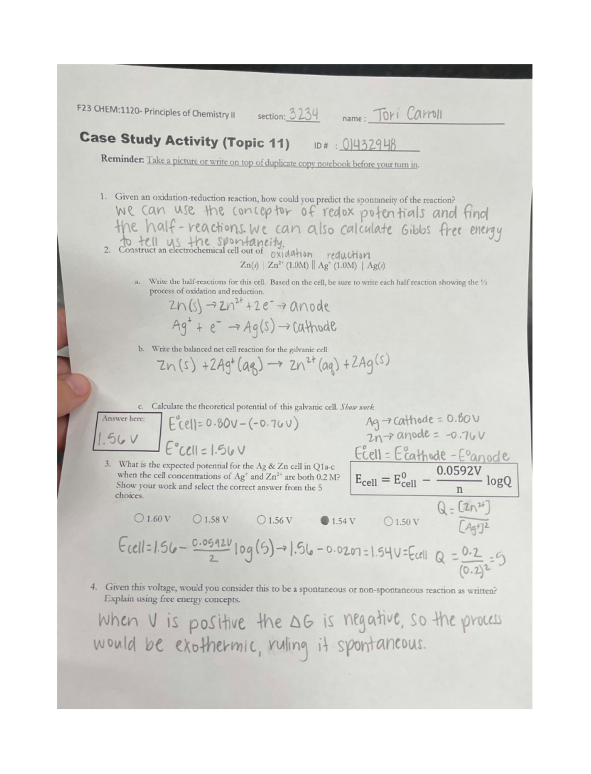Case Study 11 - 13.0/13.0 - CHEM1120000A - Studocu