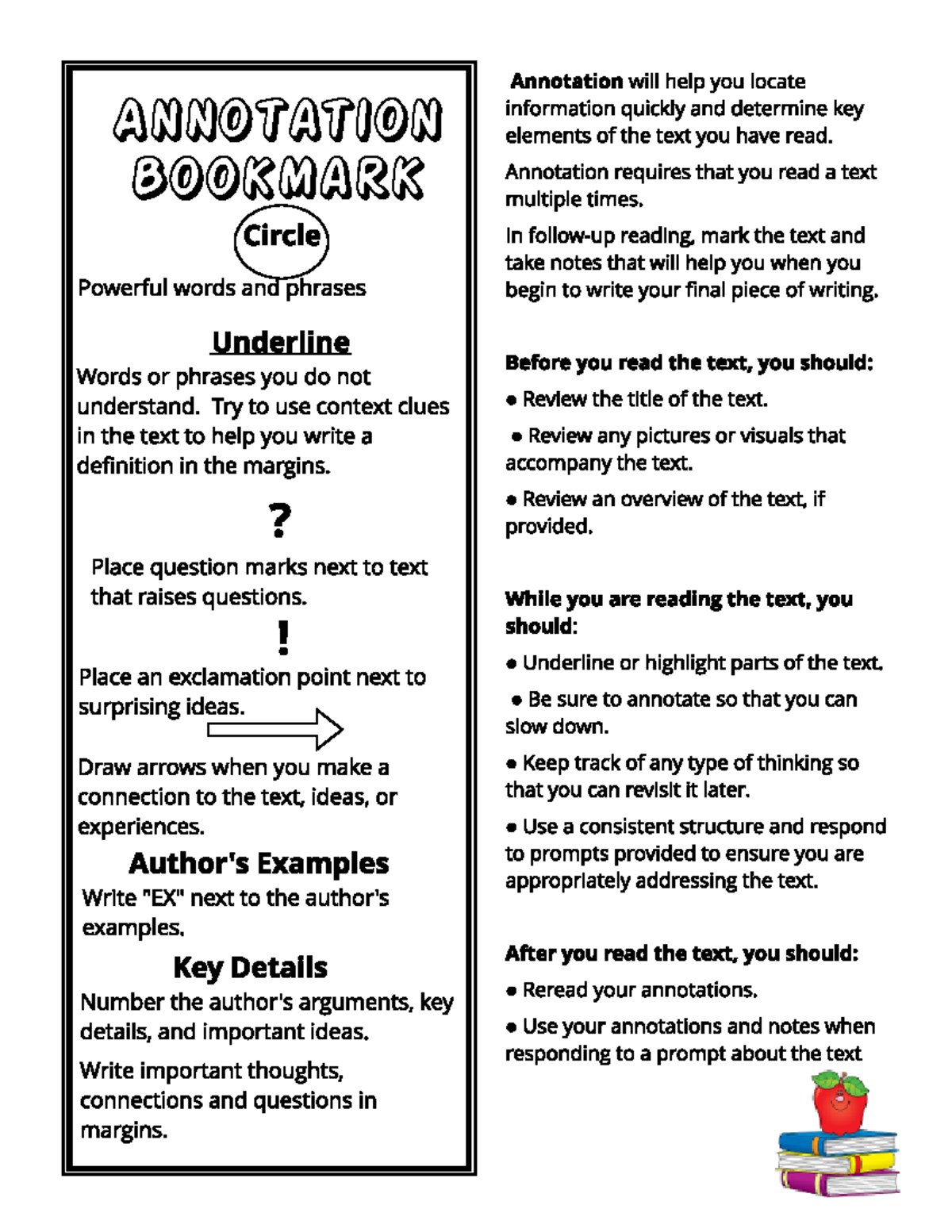 1. Annotation book mark - Annot at i on Book mar k Powerful words and ...