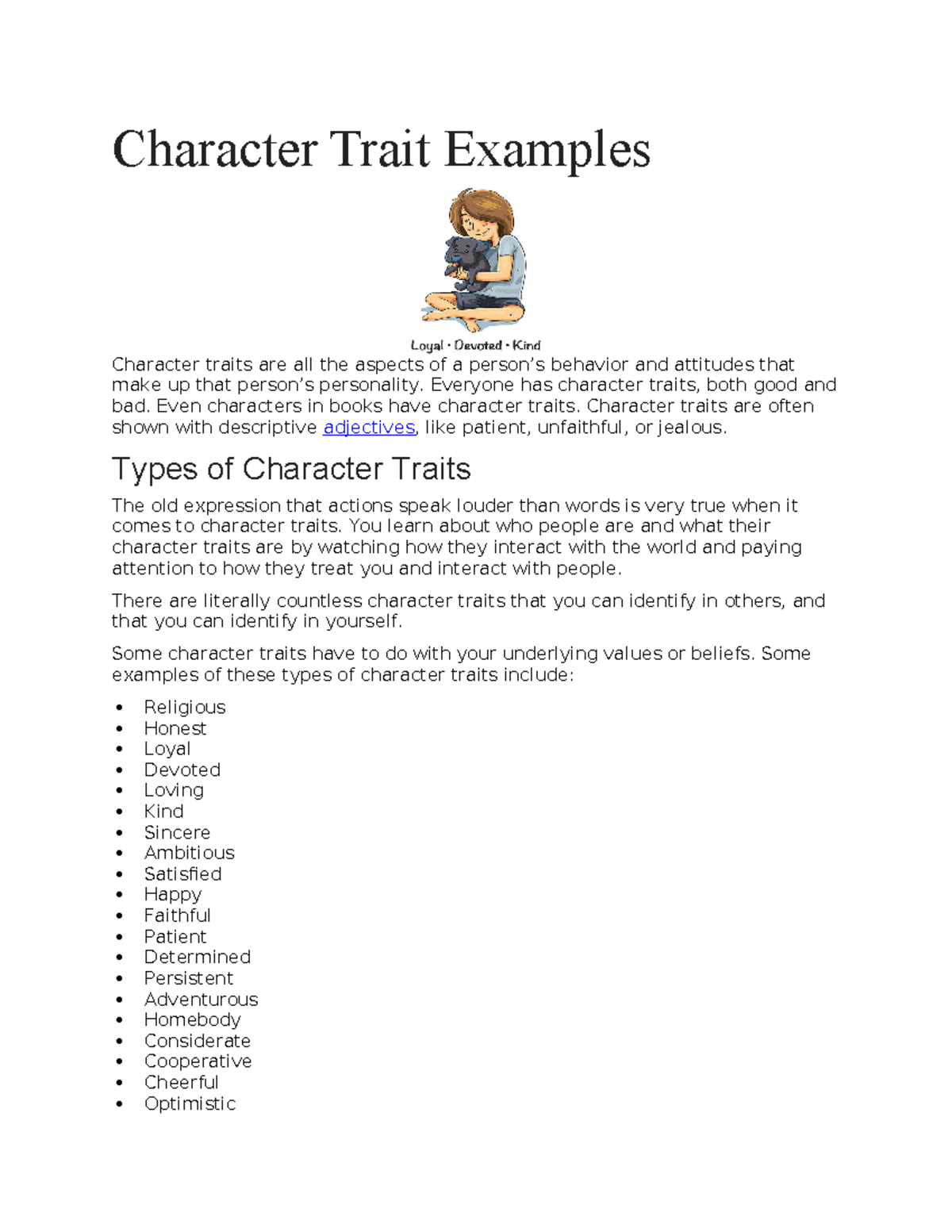 Character Trait Examples - Character Trait Examples Character traits ...