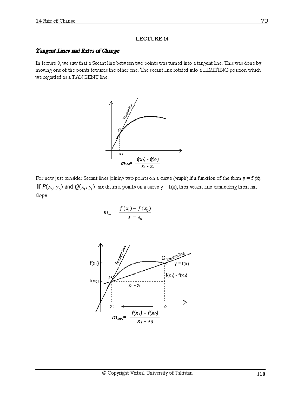 Lecture 14 - cs301 - LECTURE 14 ####### Tangent Lines and Rates of ...