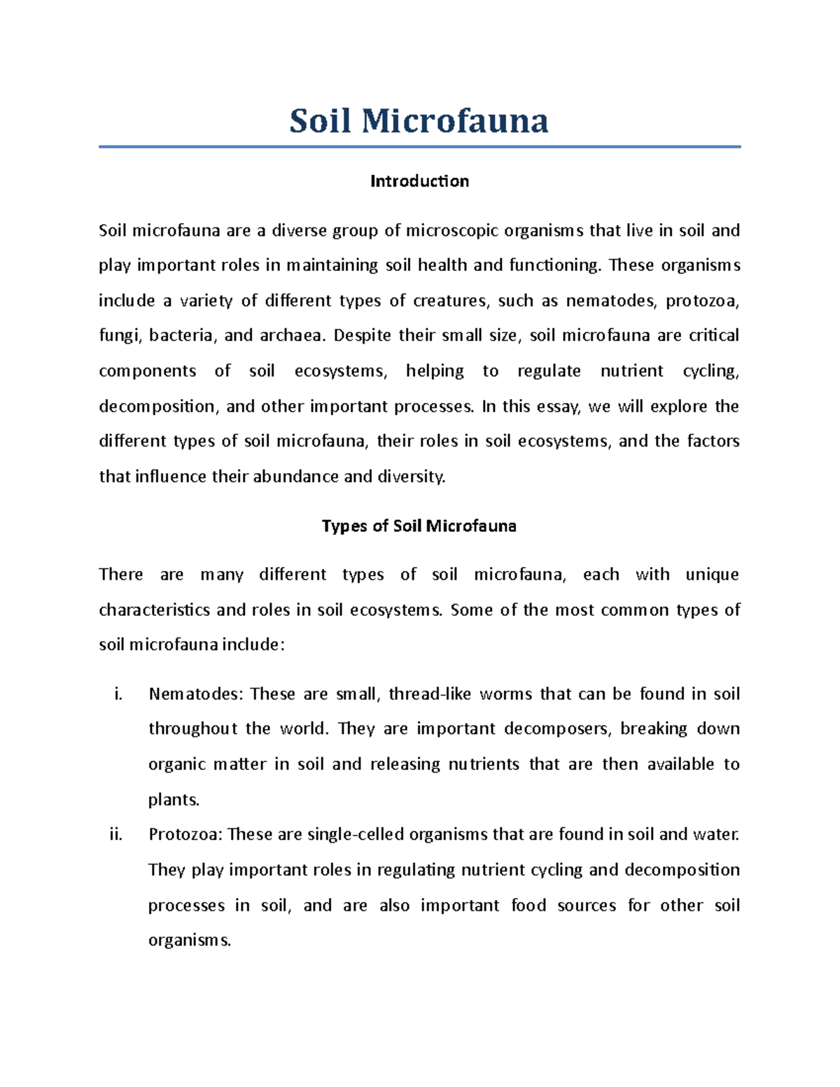 Soil Microfauna - Soil Microfauna Introduction Soil microfauna are a ...