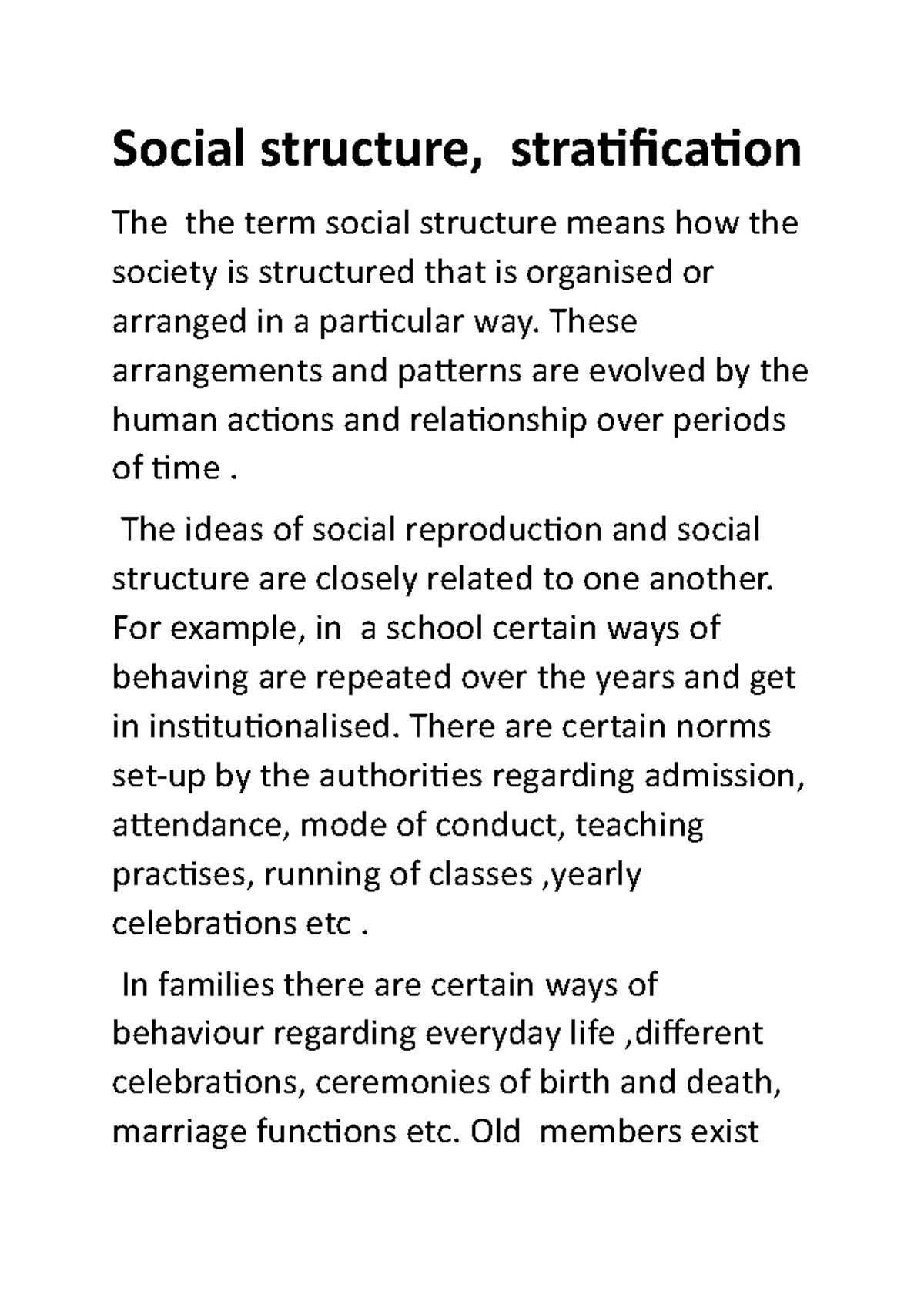 Structural ,Stratification - Social structure, stratification The the ...