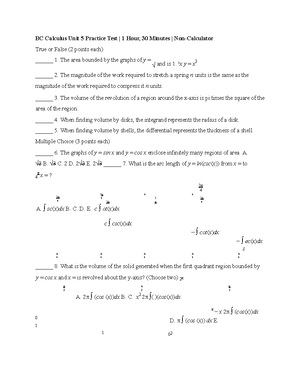 BC Calc Unit 7 Practice - BC Calculus Unit 7 Practice Test | 1 Hour, 30 ...