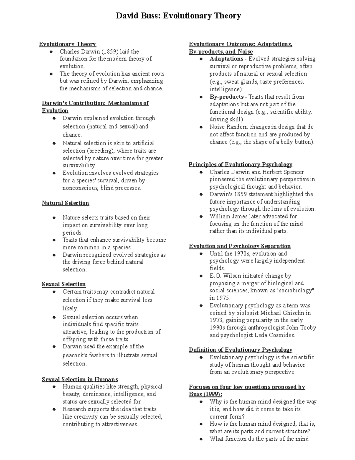 David Buss Evolutionary Theory - David Buss: Evolutionary Theory ...