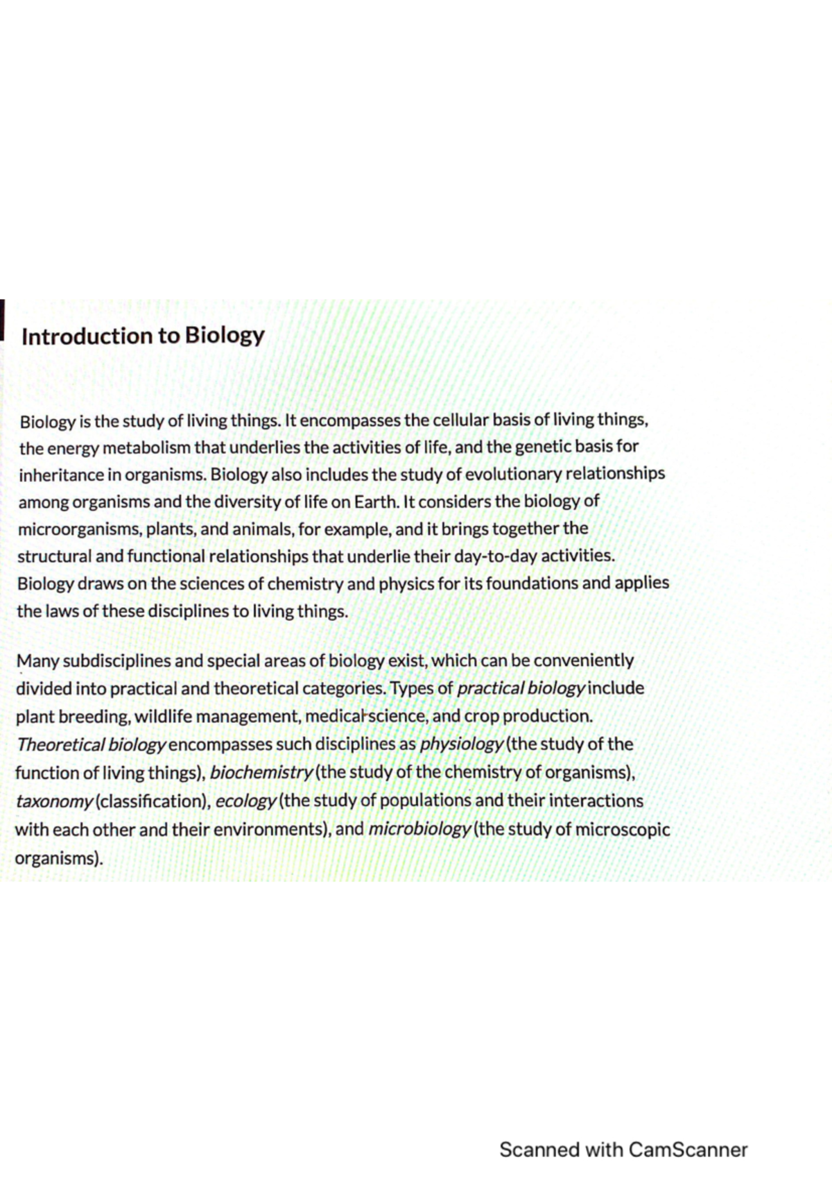 Intro to biology - BSC 1010C - Studocu