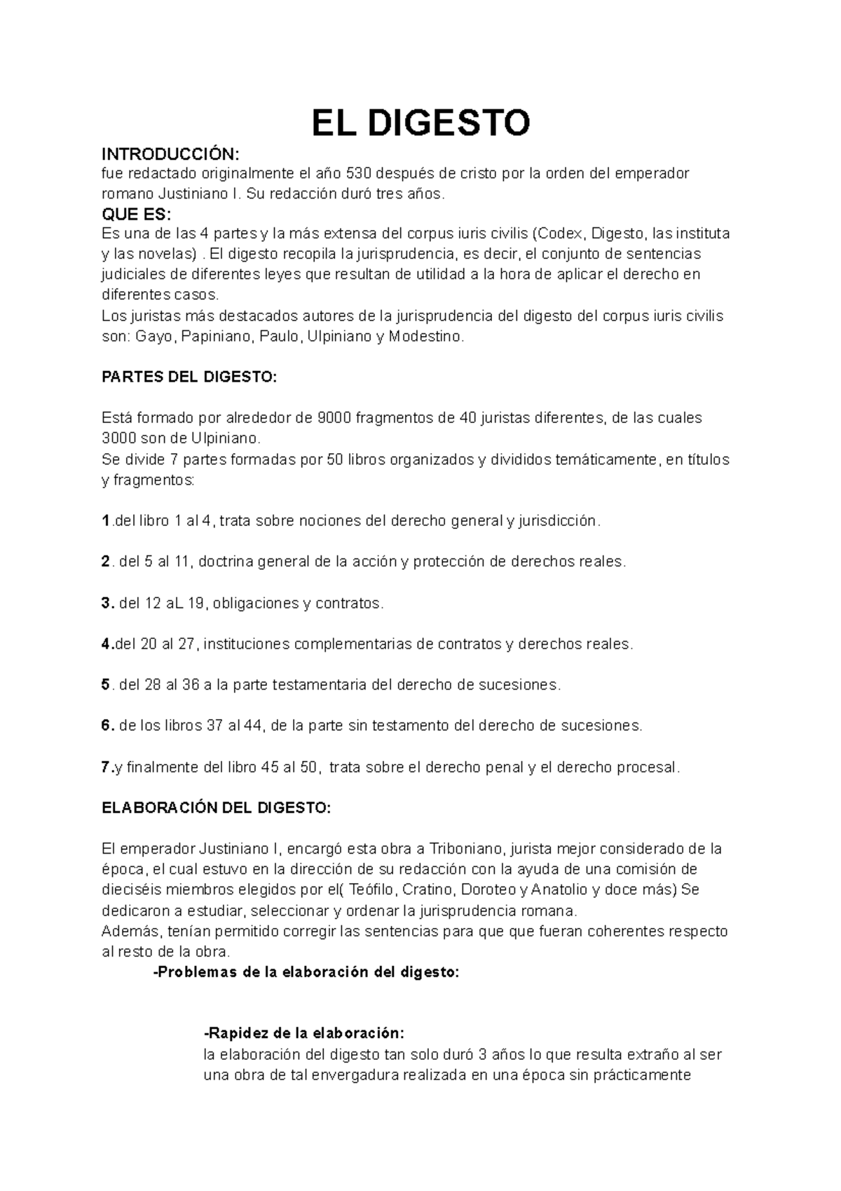 EL Digesto - EL DIGESTO INTRODUCCIÓN: fue redactado originalmente el ...