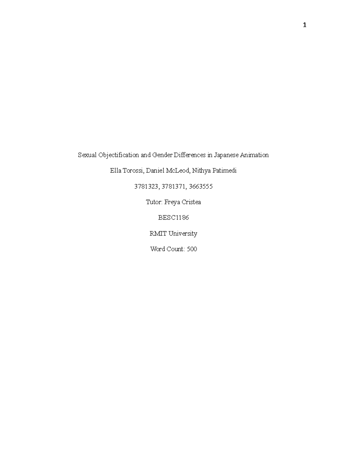 Poster Proposal - 1 Sexual Objectification and Gender Differences in ...