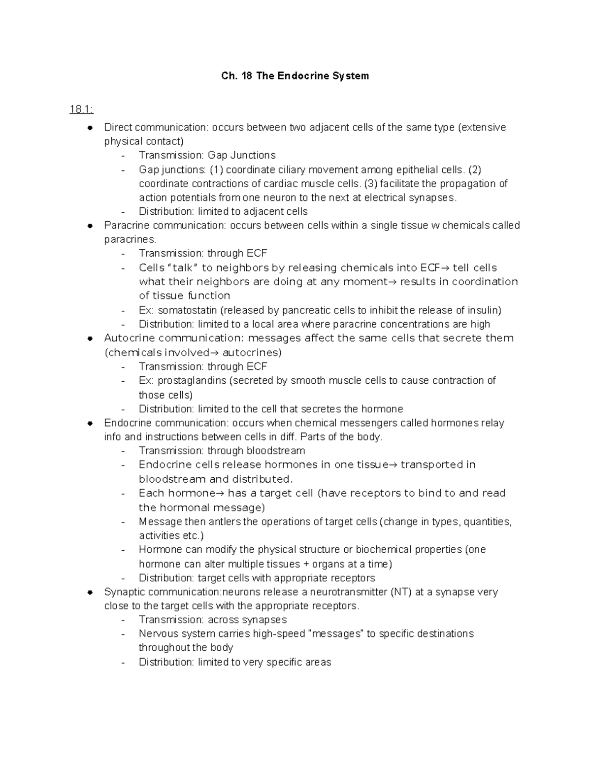 Ch. 18 Endocrine System - Ch. 18 The Endocrine System 18: Direct ...