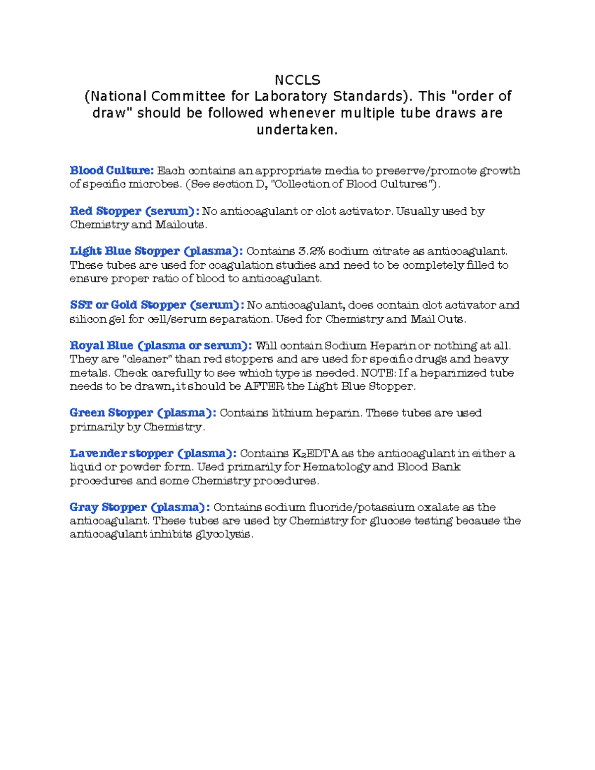 Microsoft Word - Tubes Print OUT MIS SG - NCCLS (National Committee for ...