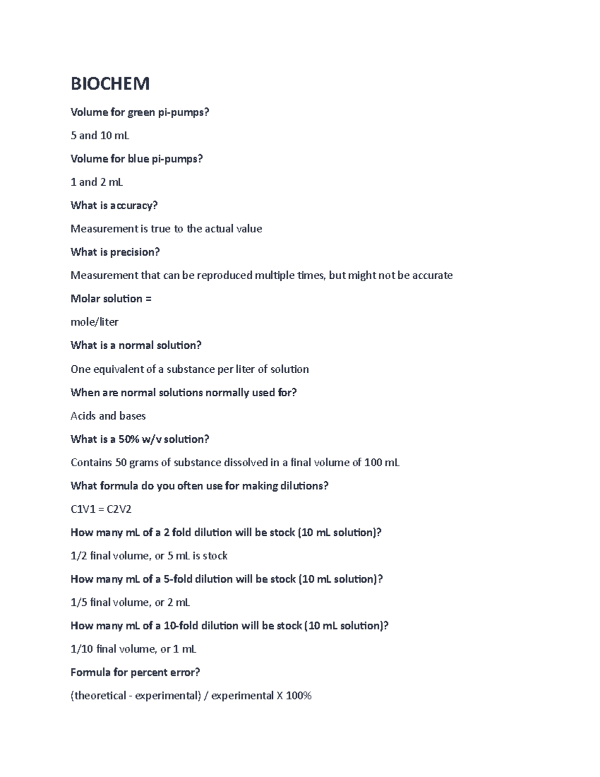 Biochemistry Prelim - BIOCHEM Volume for green pi-pumps? 5 and 10 mL ...