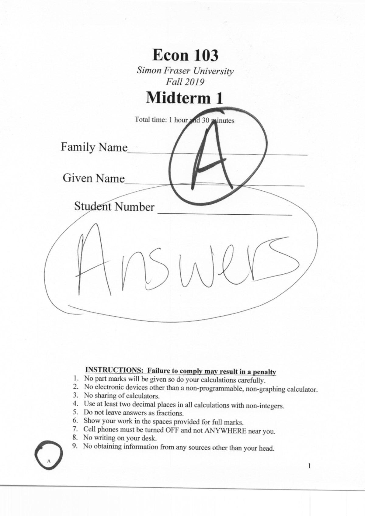 Exam 4 October 2019, questions and answers - ECON 103 - Studocu