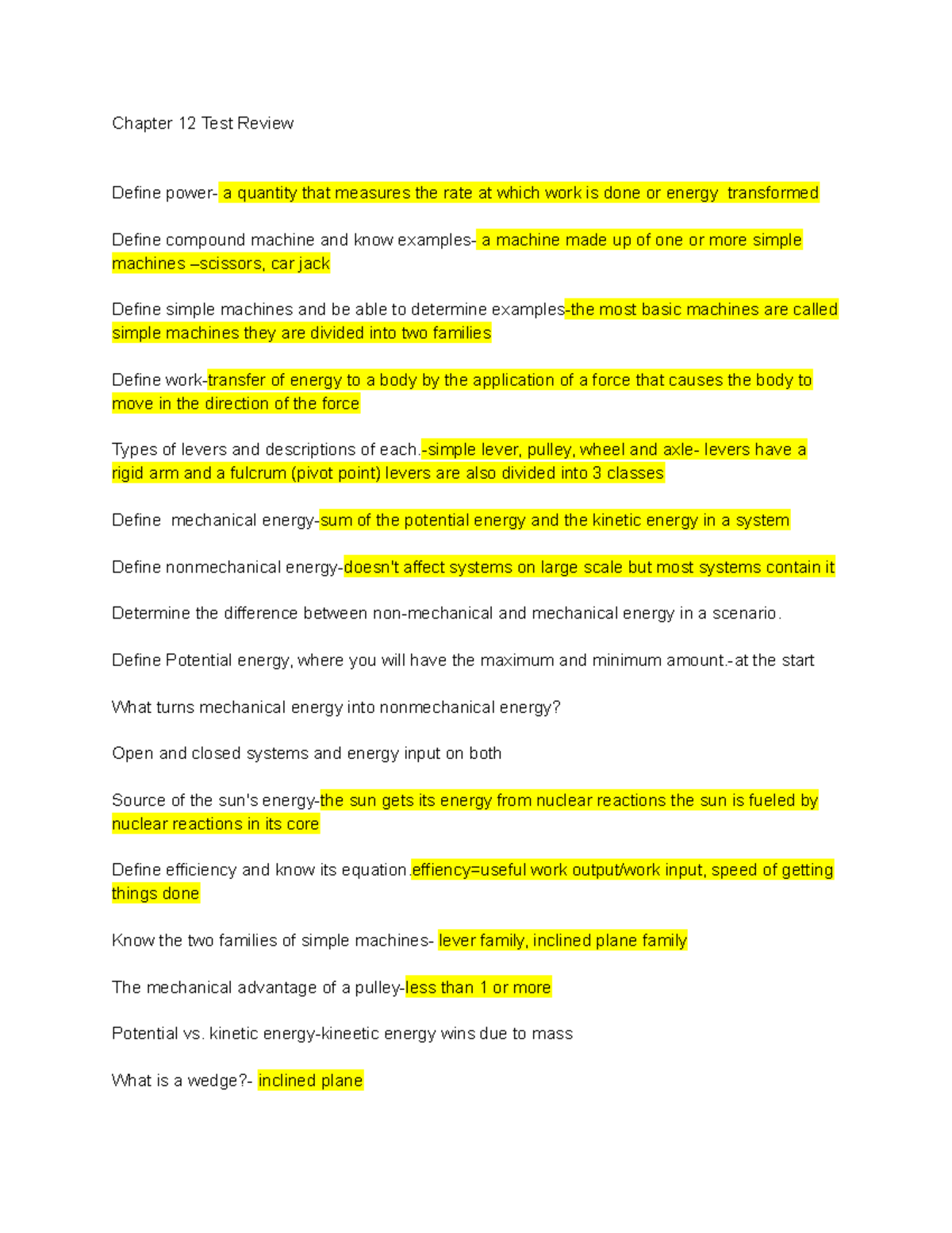 Landon Matlock - Chapter 12 Test Review - Chapter 12 Test Review Define ...