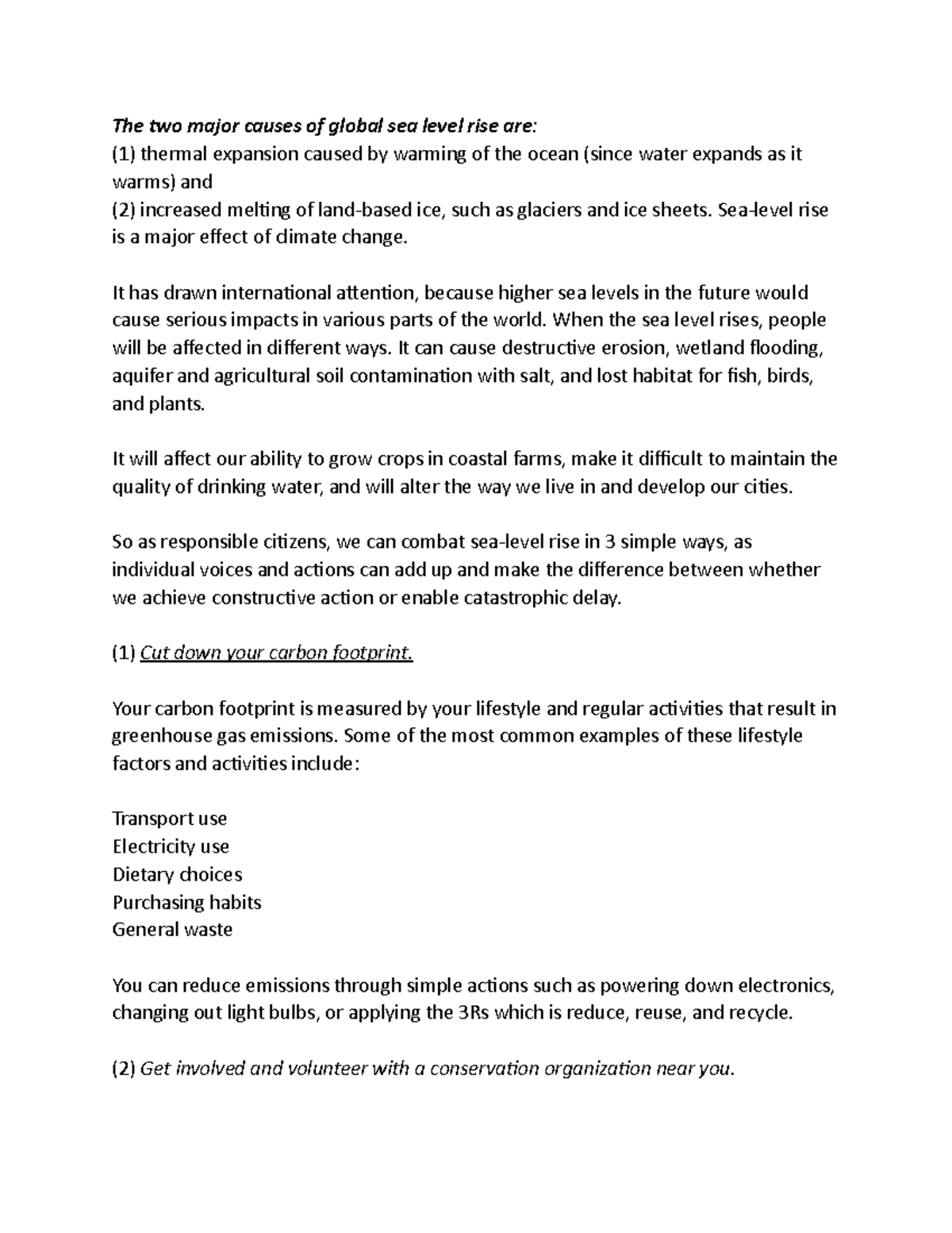The two major causes of global sea level rise are - Sea-level rise is a ...