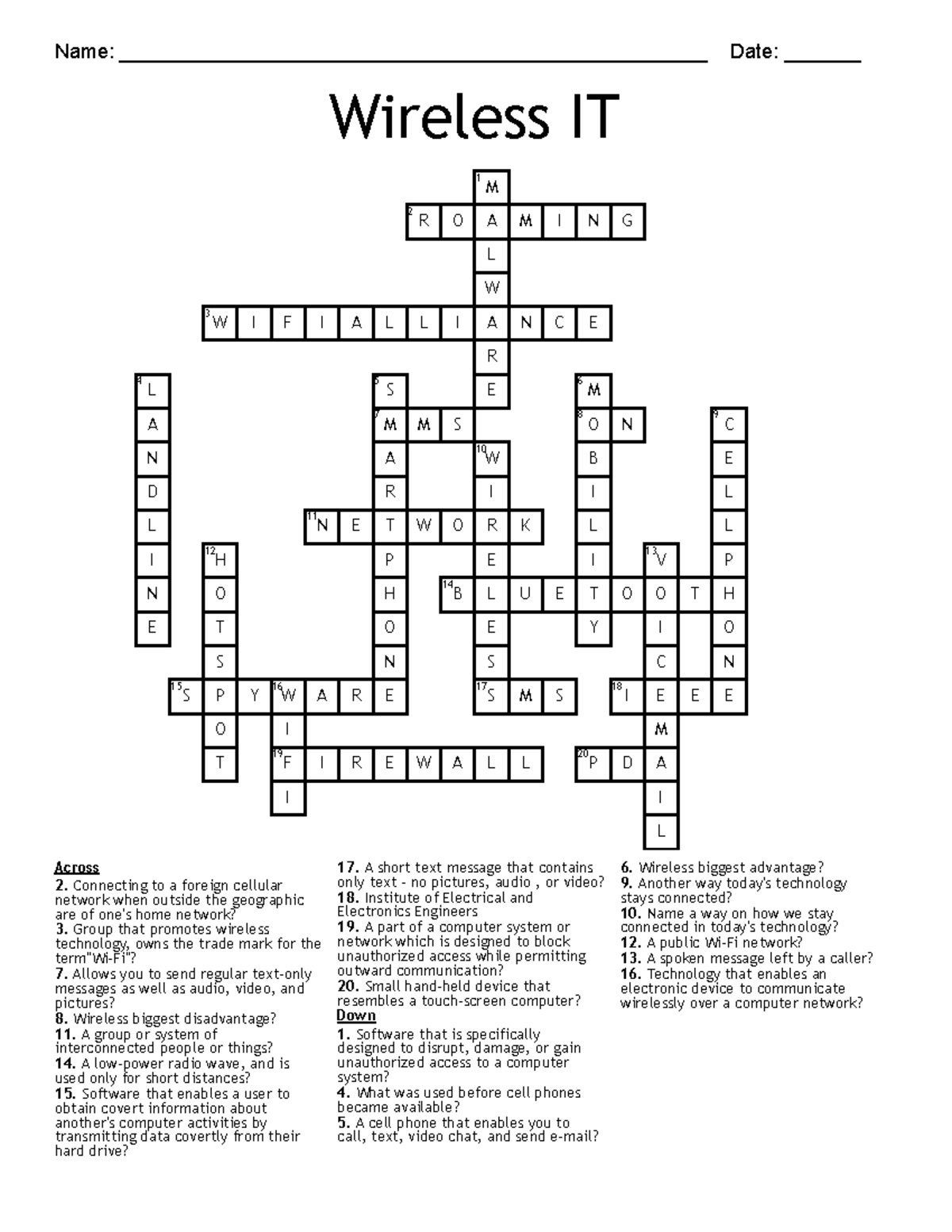 Wireless IT answer key - Name ...