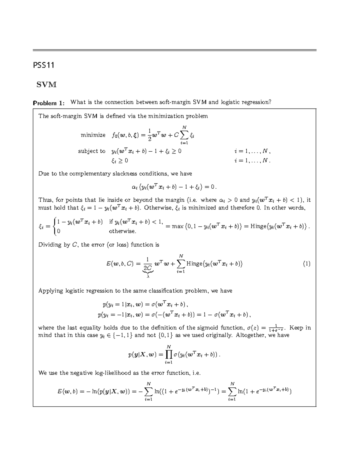 PSS11 - SVM Kernels Solutions - What is the connection between soft-margin SVM and logistic ...
