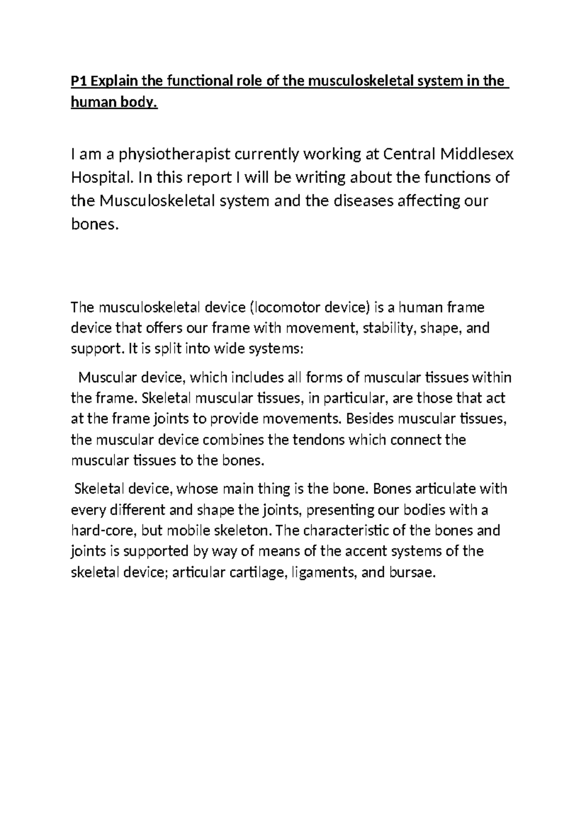 Science course unit 8 - P1 Explain the functional role of the ...