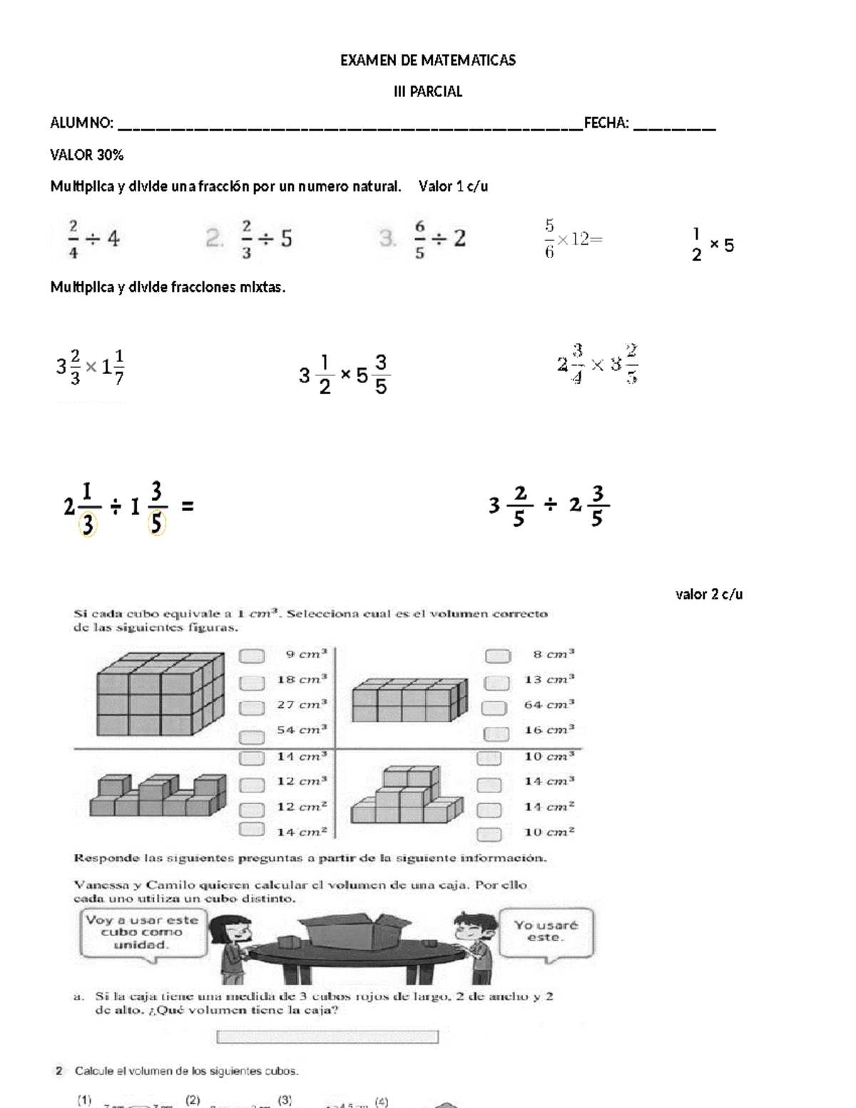 Examen DEl 3 parcial - TAREA1 - EXAMEN DE MATEMATICAS III PARCIAL ...