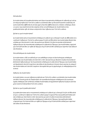 Modernism and Postmodernism Study Notes - Introduction Le modernisme et ...