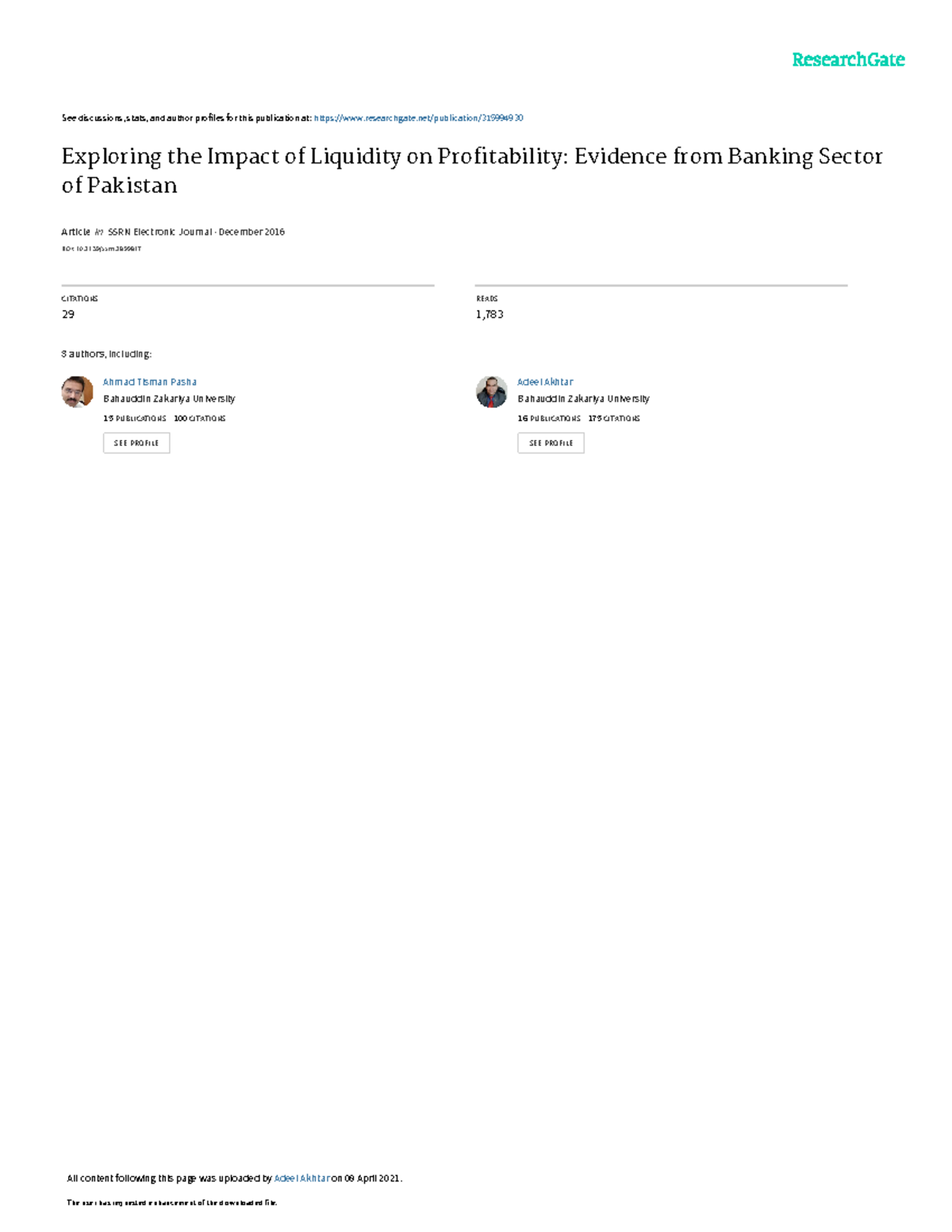 Exploring the impact of liquidity on profitability evidence from ...