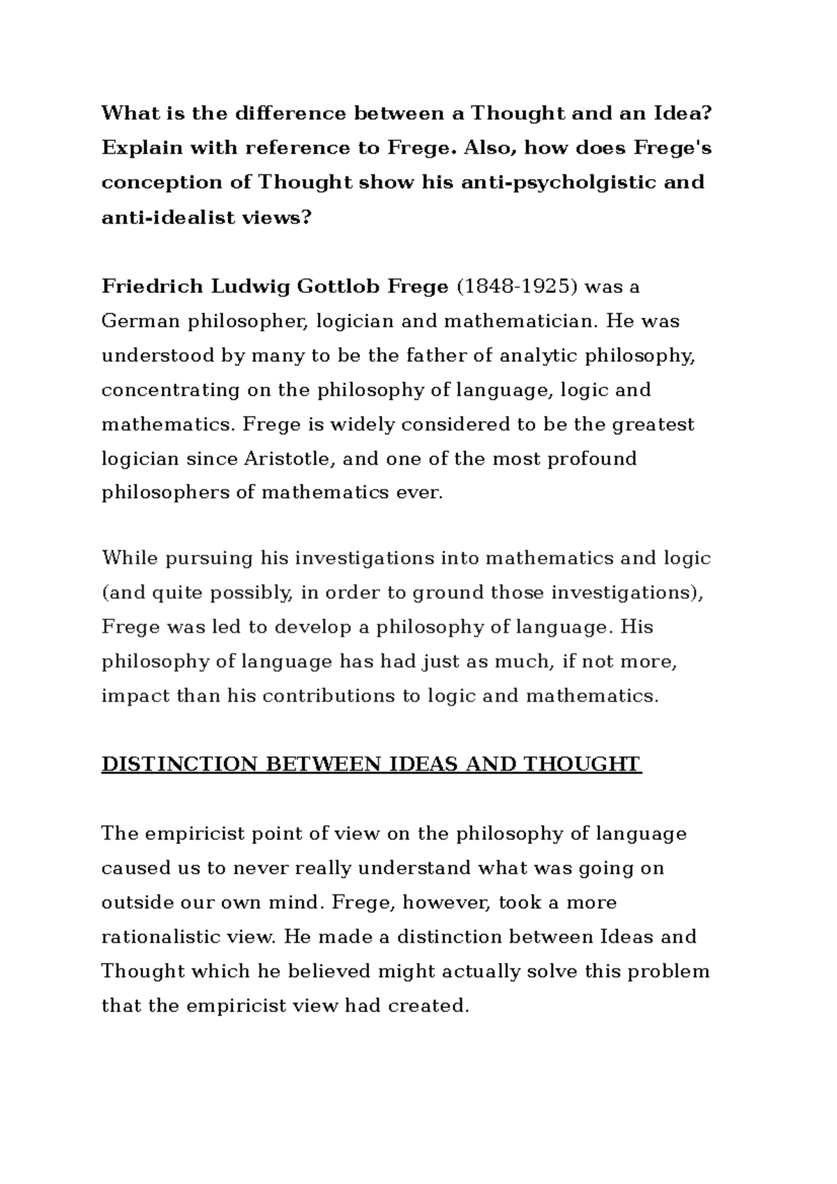 Frege - Also, how does Frege's conception of Thought show his anti ...