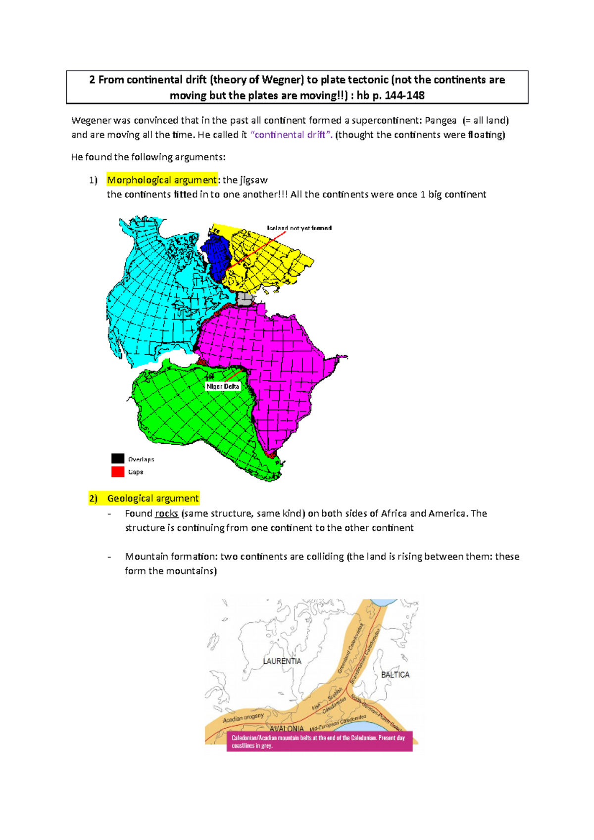 DEEL 1 Wegener - 2 From continental drift (theory of Wegner) to plate ...