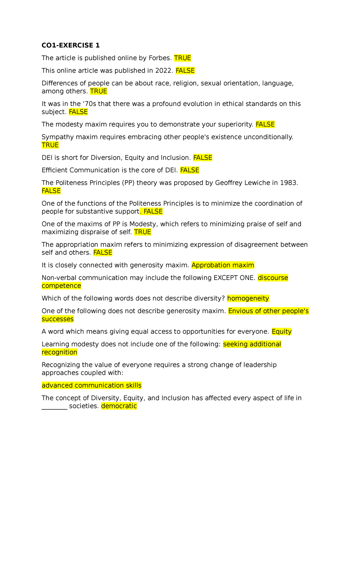 Quizzes - CO1-EXERCISE 1 The article is published online by Forbes ...
