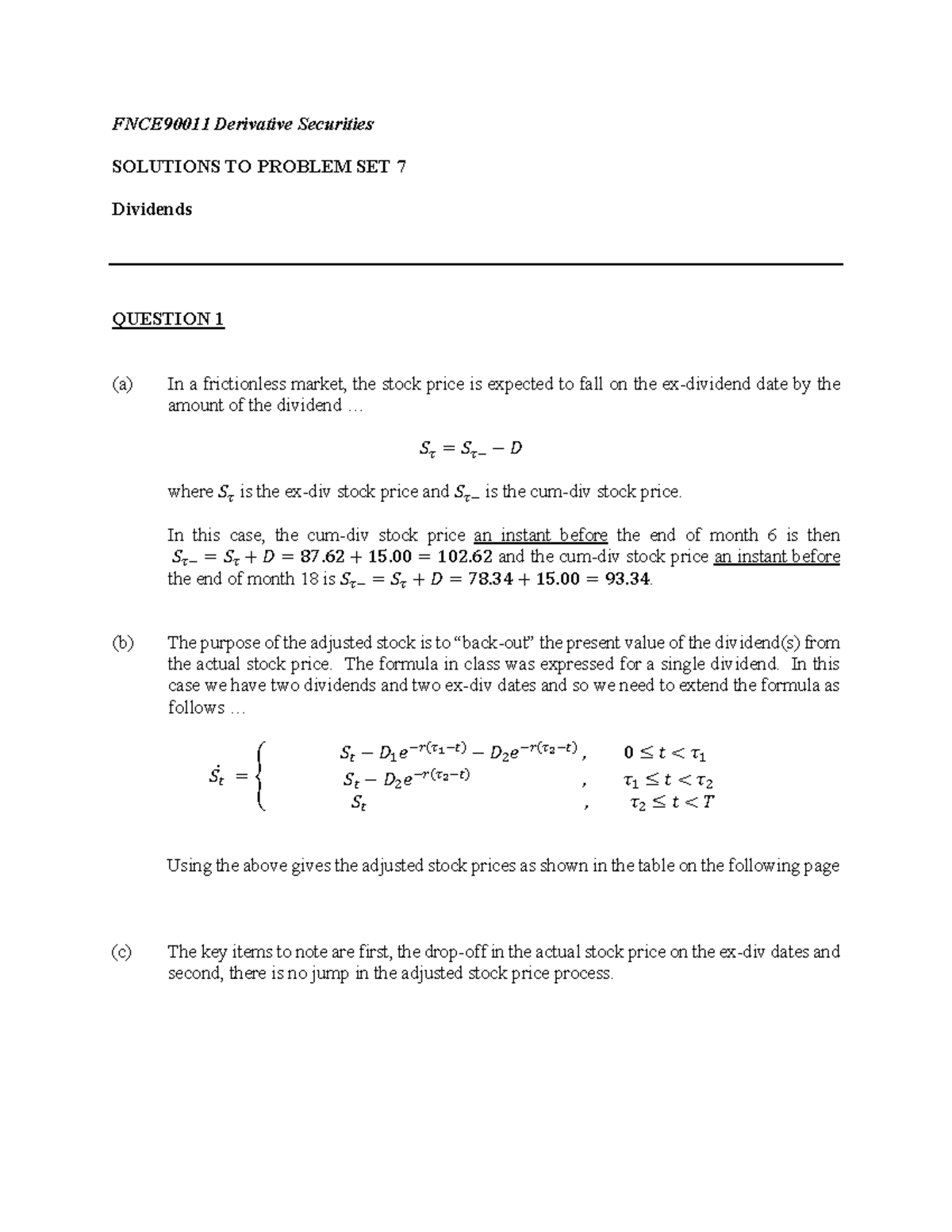 7 90011 Dividends Solutions 23 - FNCE90011 Derivative Securities ...