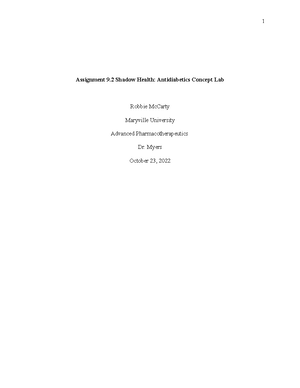 Assignment 5.2- Shadow Health- Focused Exam- UTI with Antibiotic ...