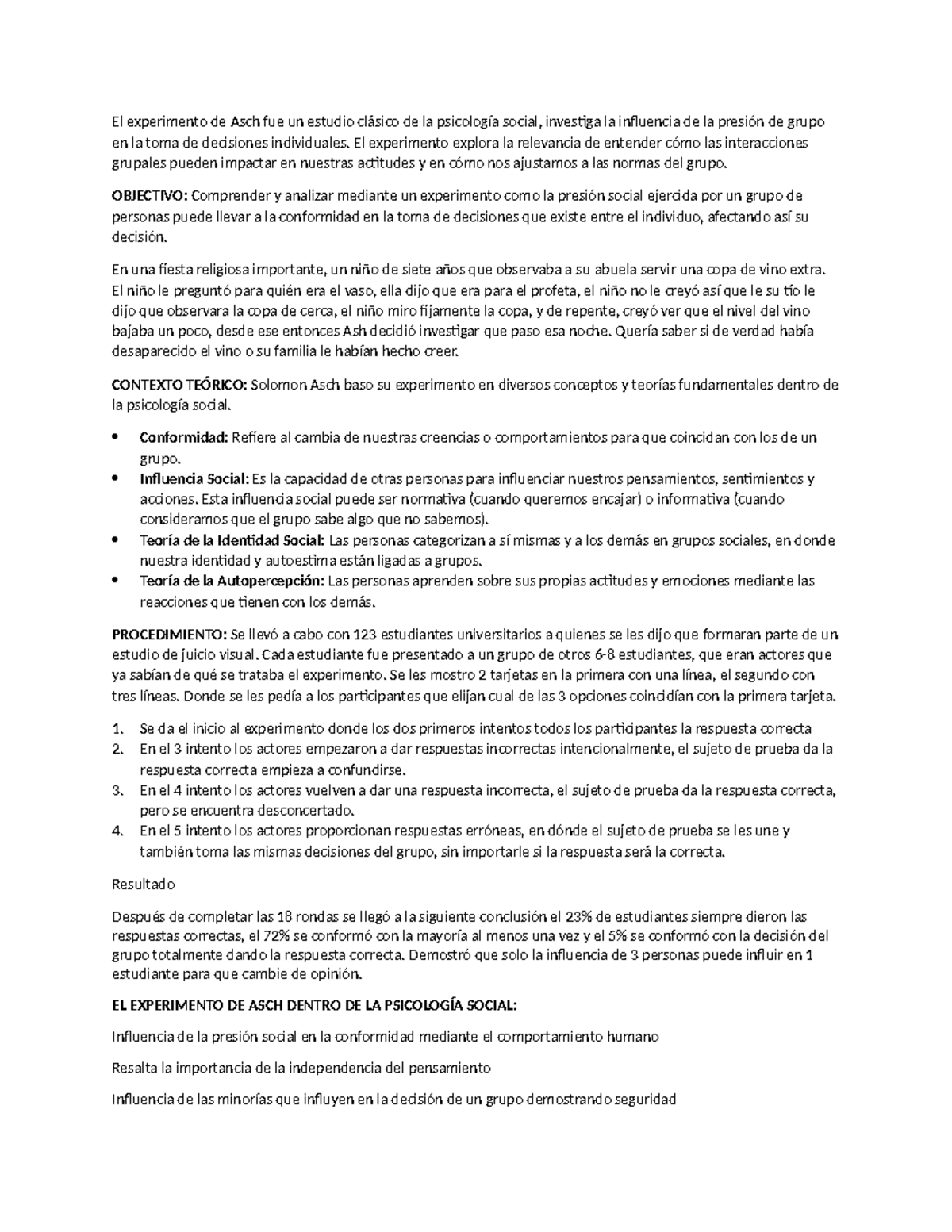 El experimento de Solomon Asch - El experimento de Asch fue un estudio ...