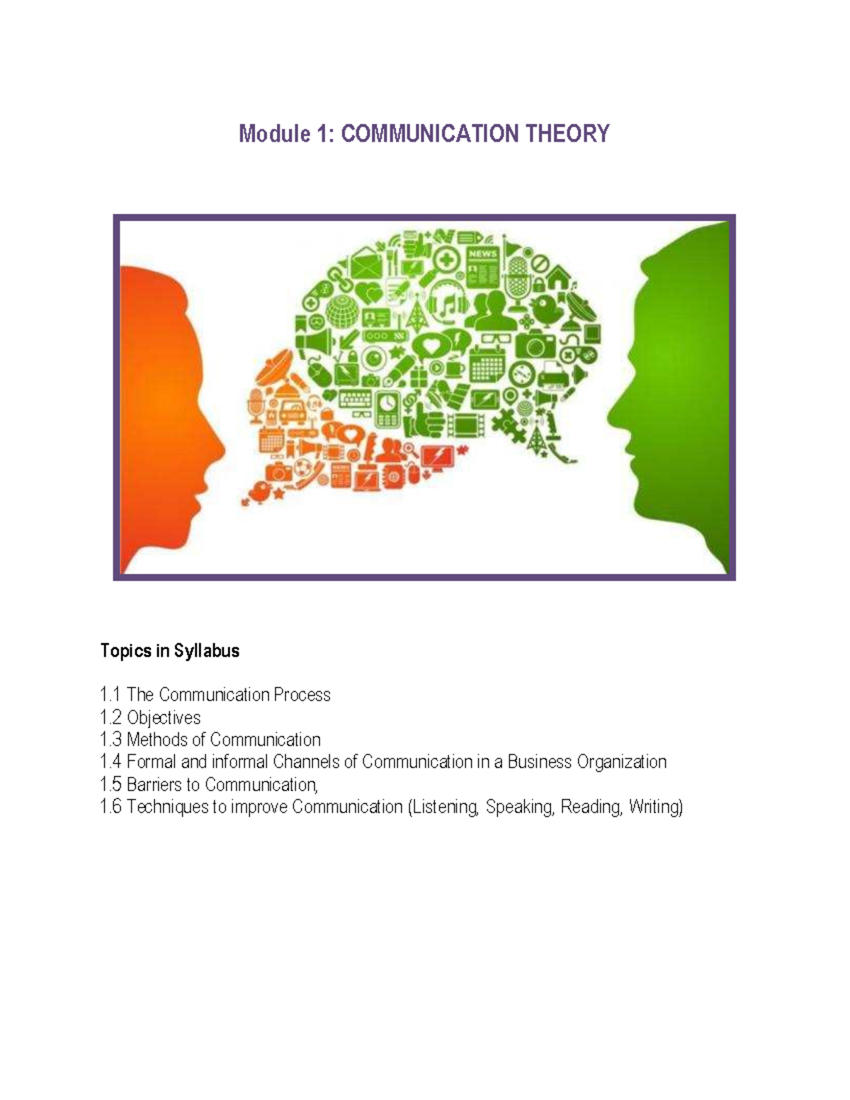 Module 1 Communication Theory Topics in - Module 1: COMMUNICATION ...