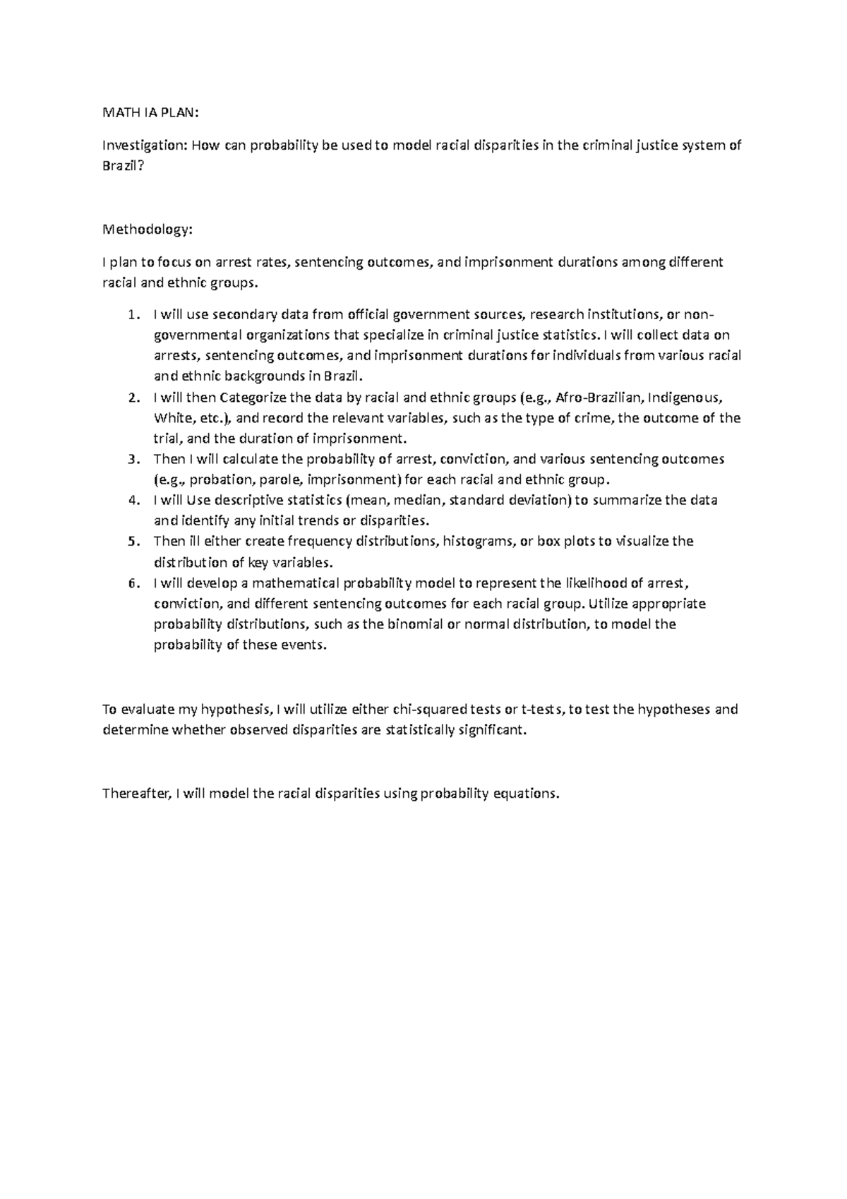 MATH IA PLAN - AIDNJANJKF - MATH IA PLAN: Investigation: How can ...