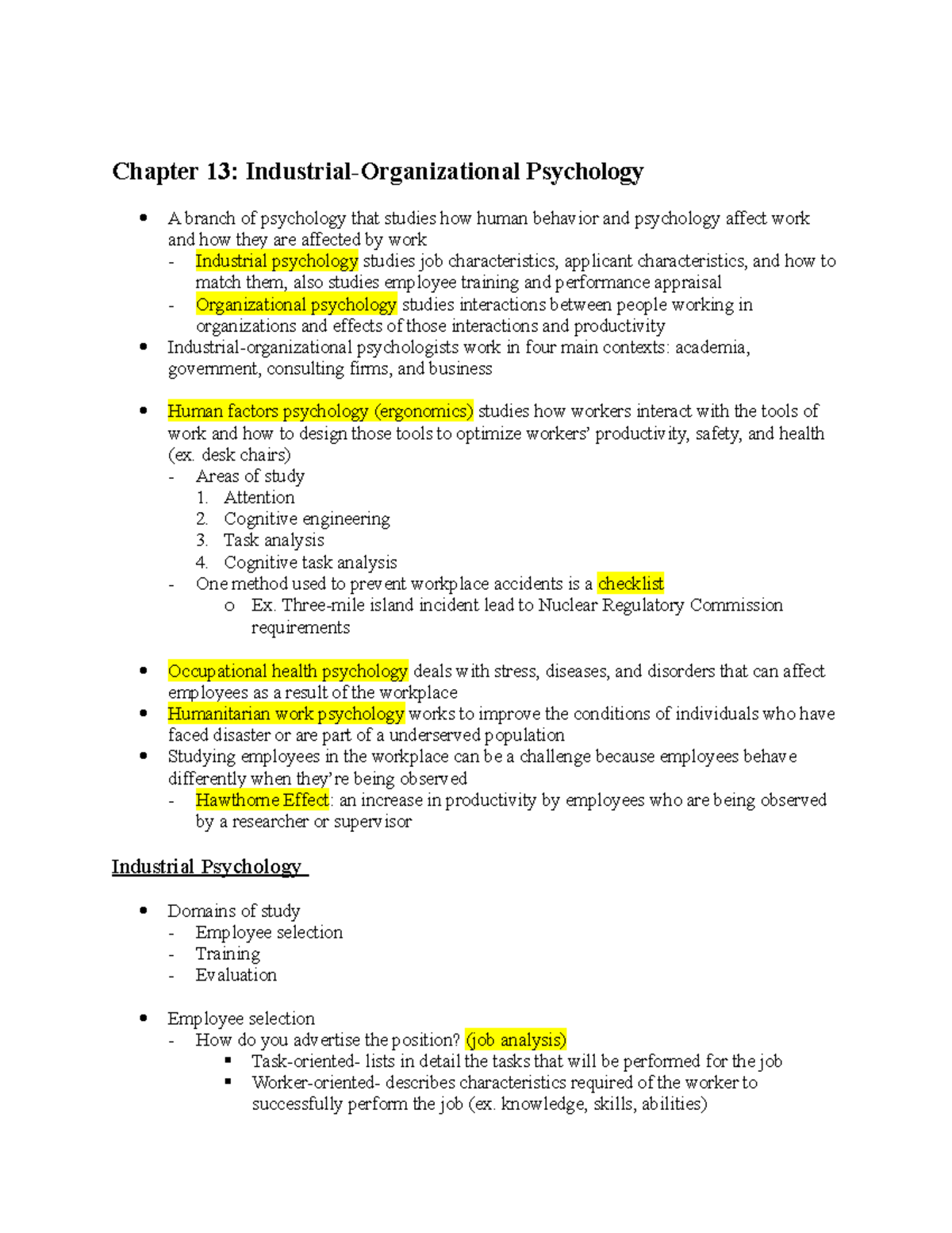PSY 120- Chapter 13 - Chapter 13: Industrial-Organizational Psychology ...