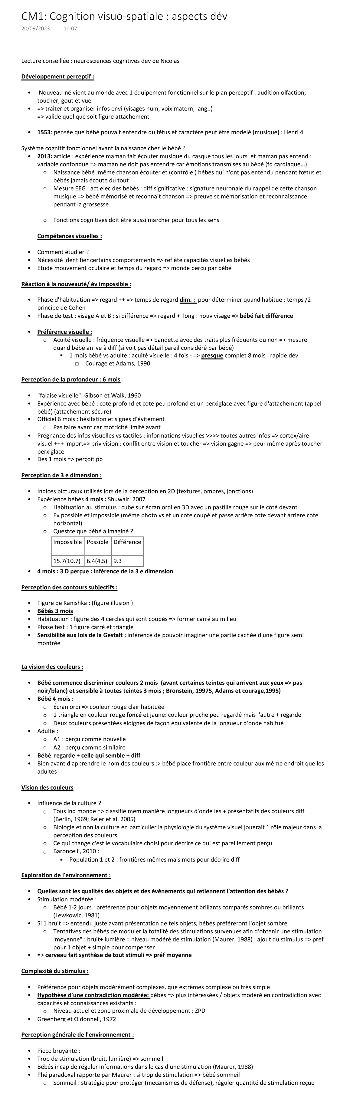 CM1 Cognition visuo-spatiale aspects dév - Lecture conseillée ...