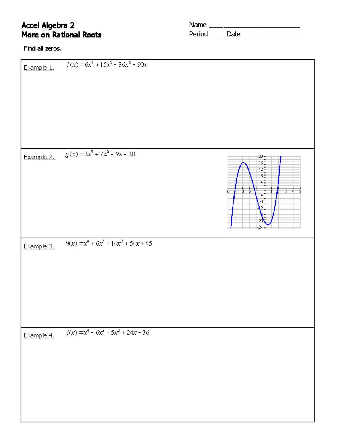 More On Rational Roots HW - Accel Algebra 2 Name ...