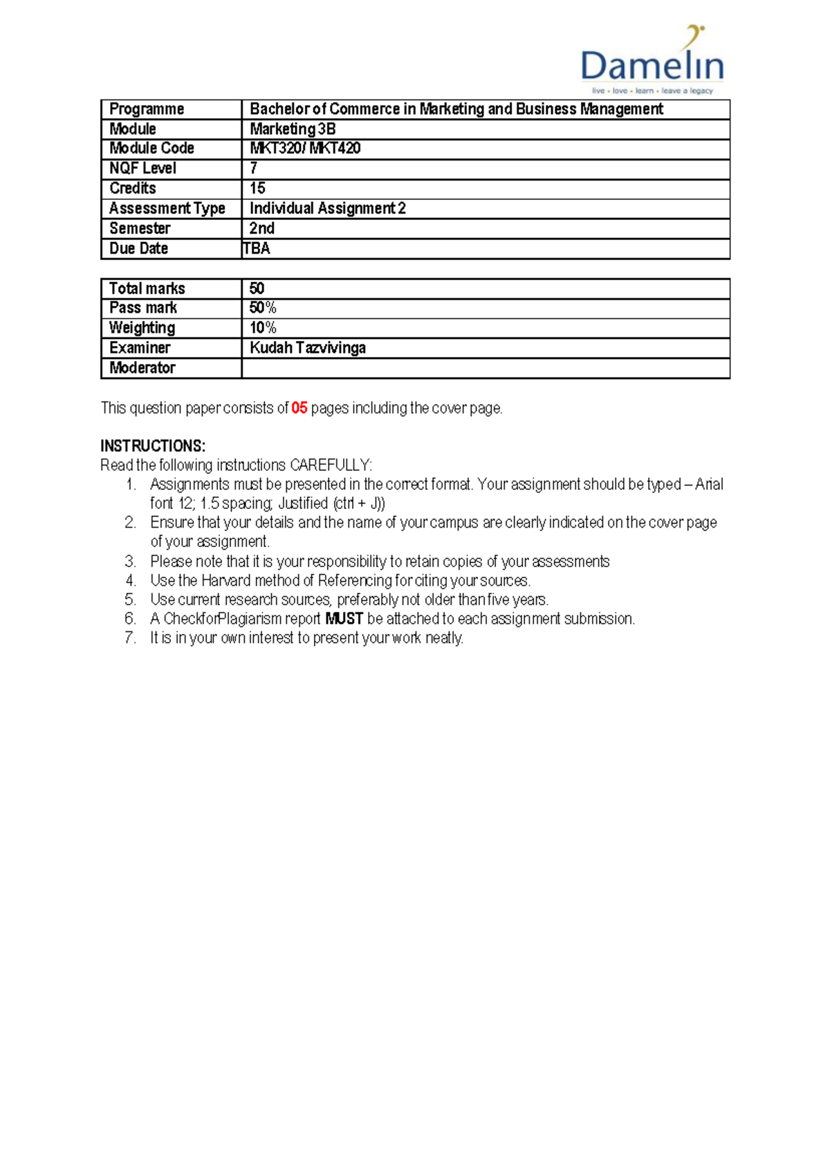 Marketing 3B Individual Assignment 2 final 1 (1) - Programme Bachelor ...