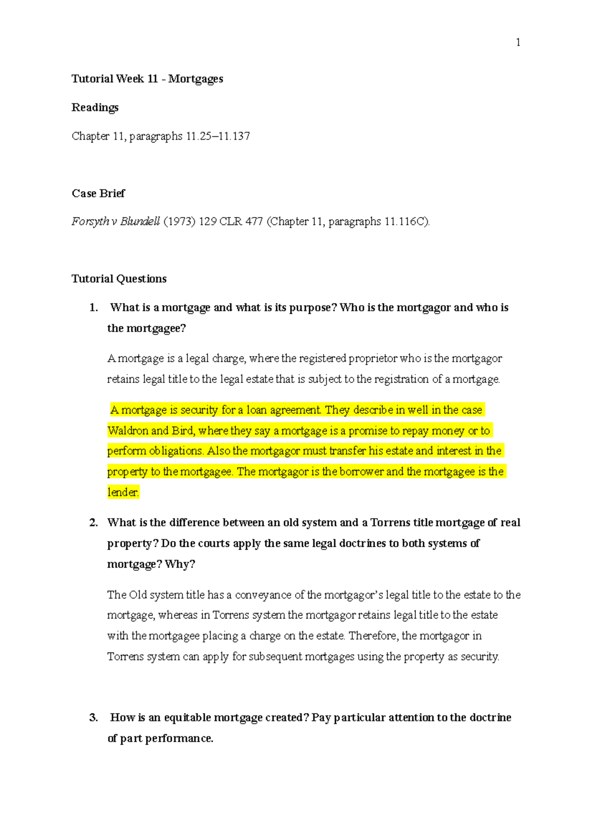Property law wk 11 Qs - Week 11 tutorial work - Tutorial Week 11 ...