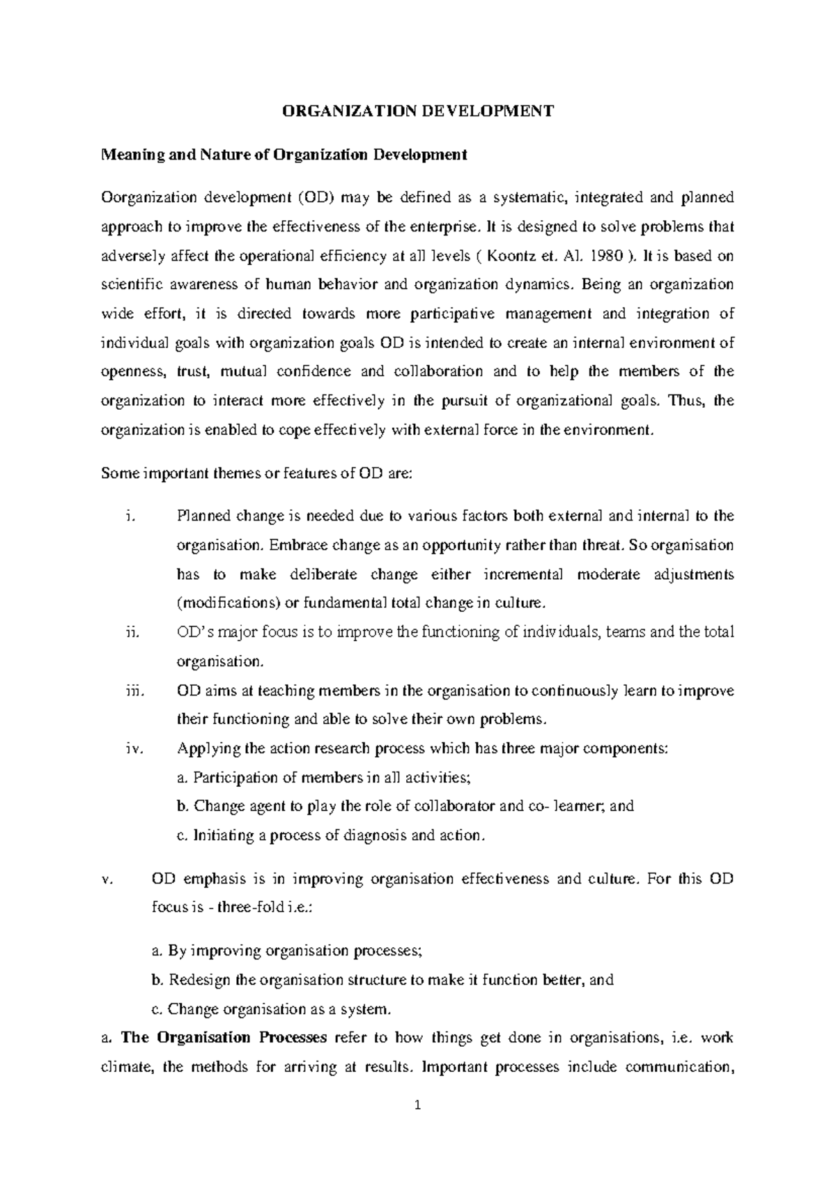 Chapter 5 Organization Development - 1 ORGANIZATION DEVELOPMENT Meaning ...