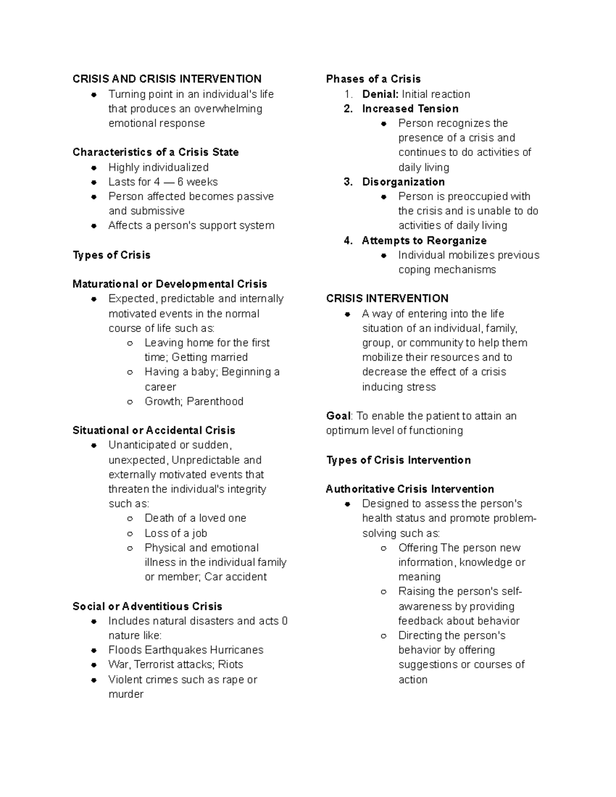 Crisis AND Crisis Intervention - CRISIS AND CRISIS INTERVENTION Turning ...