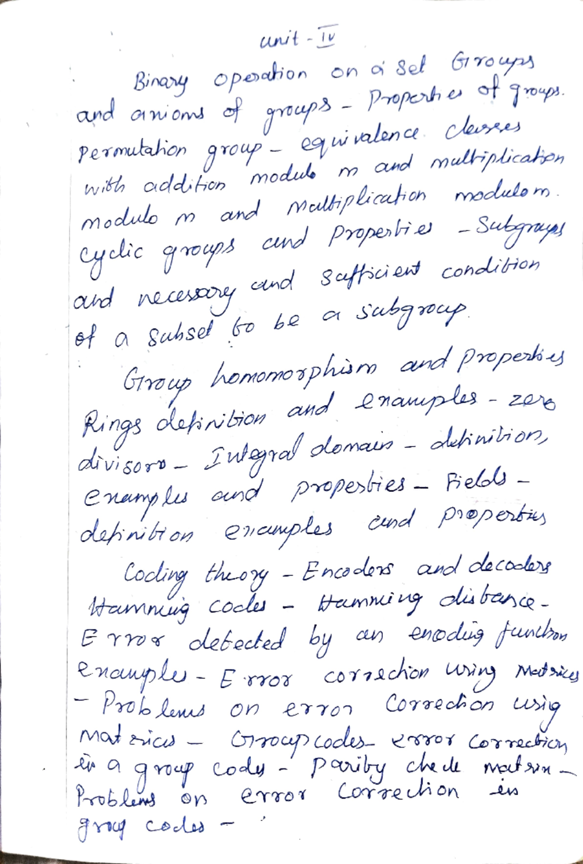 Maths UNIT 4 Notes - EASY - unit IV Binary operation on a set Groups of ...