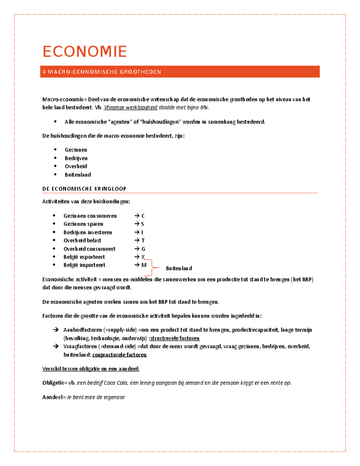 Economie P2 - Hoofdstuk 4 Macro-economische grootheden, 5 Nationaal ...