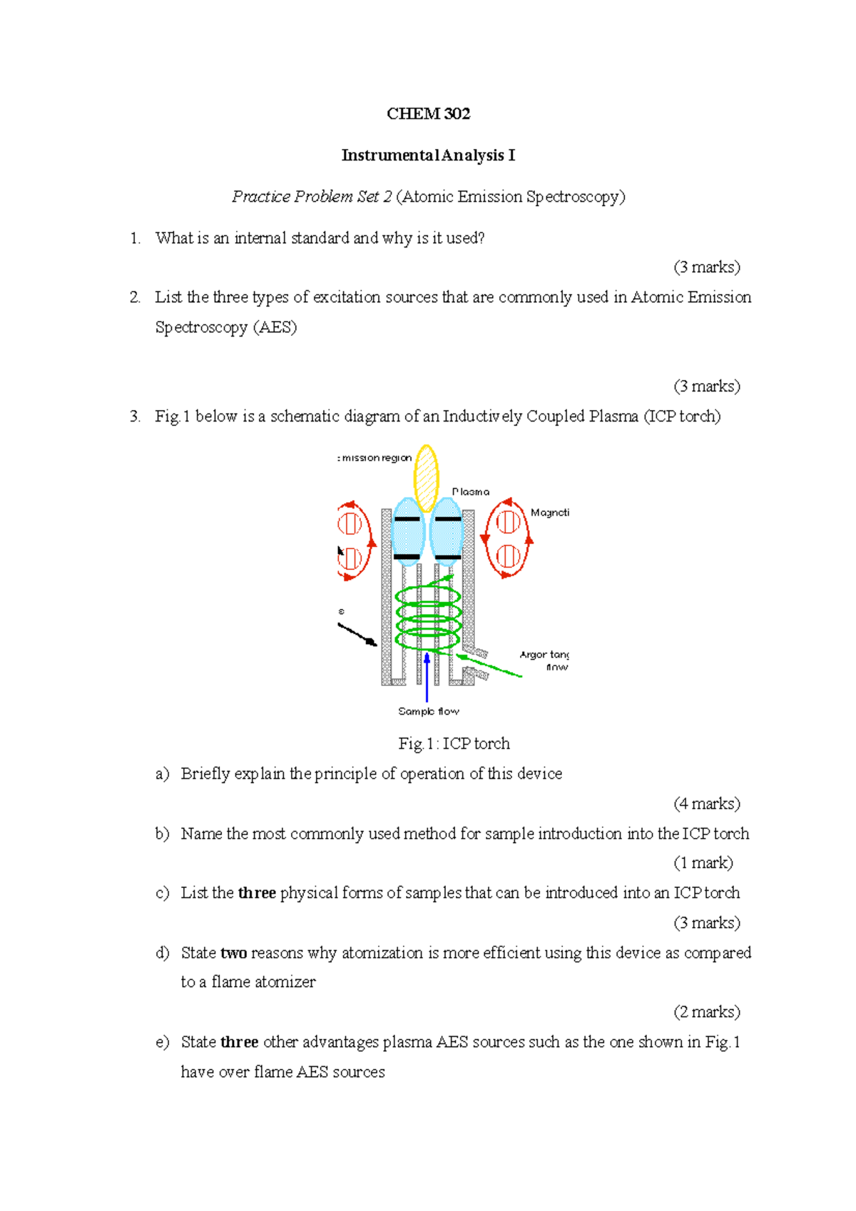 Practice Problems AES - CHEM 302 Instrumental Analysis I Practice ...
