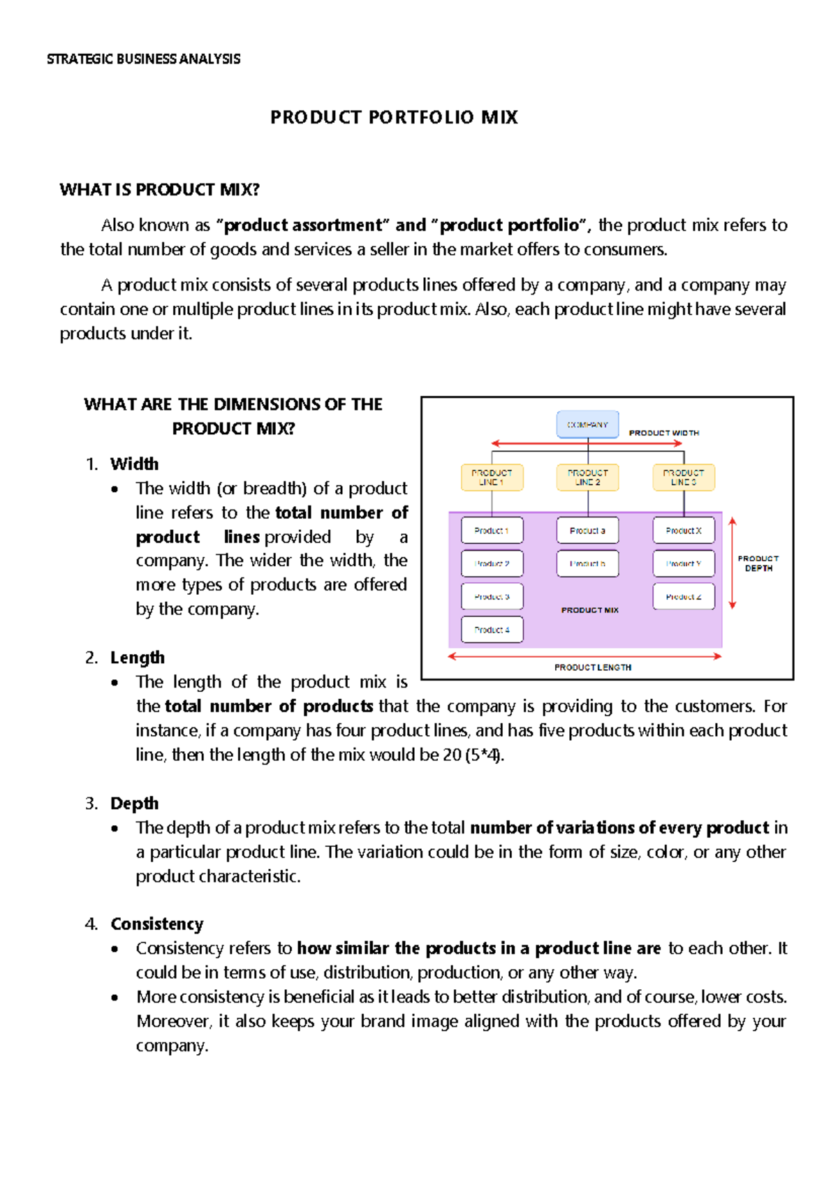 SBA Product Portfolio Mix - STRATEGIC BUSINESS ANALYSIS PRODUCT ...