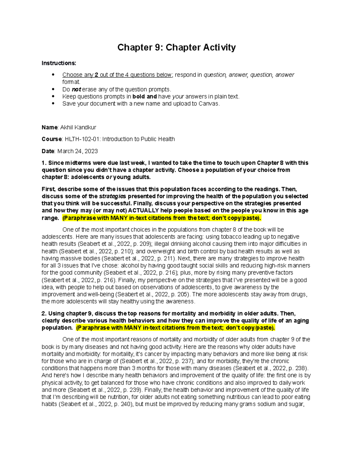 Chapter 9 Older Adults by Akhil Kandkur - Chapter 9: Chapter Activity ...