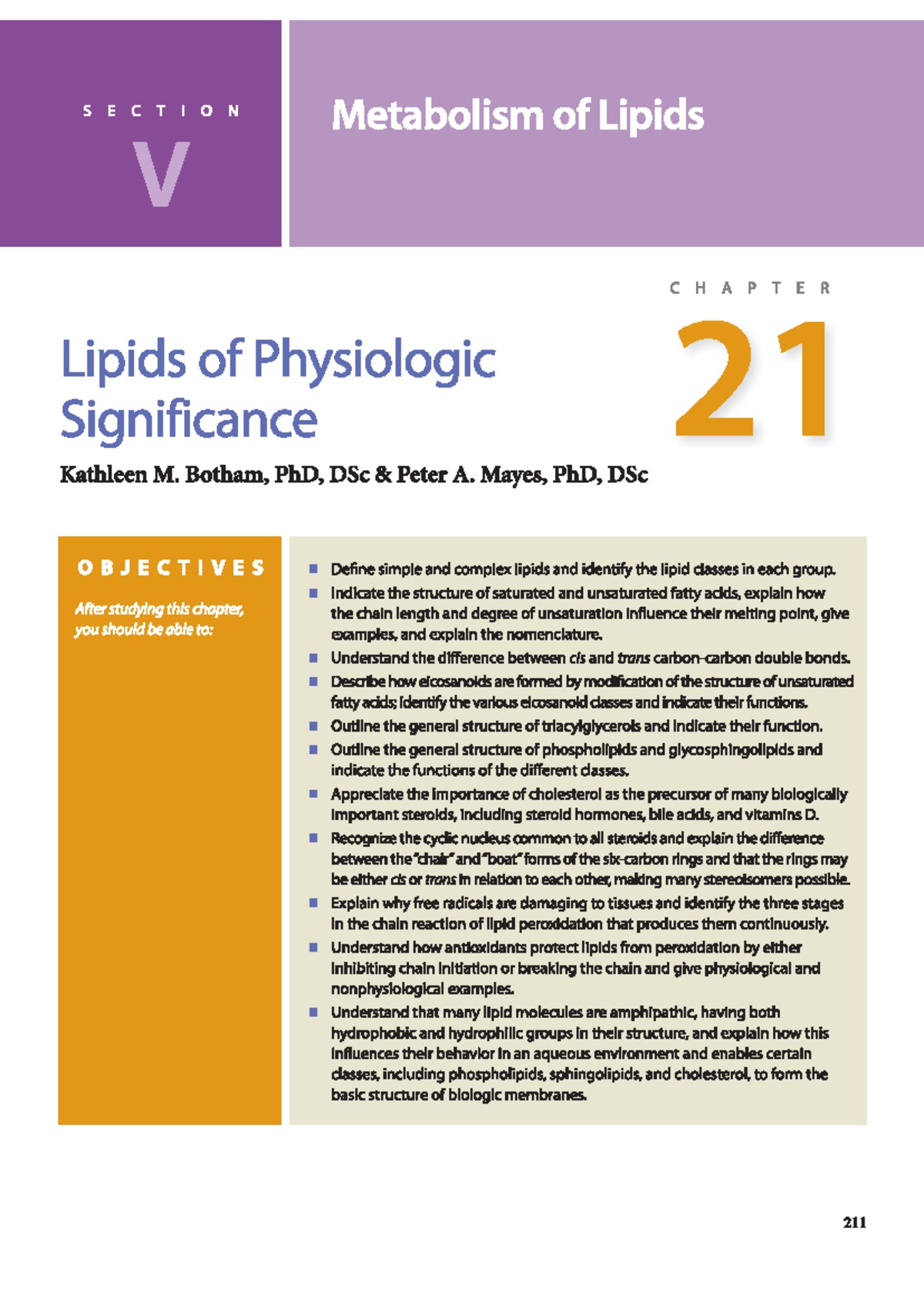 Lipids - Botham, PhD, DSc Peter A. Mayes, PhD, DSc OBJECTIVES Define ...