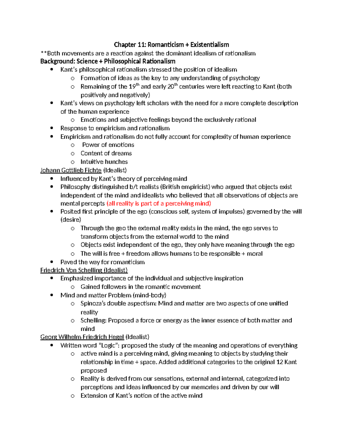 Chapter 11 - lecture + textbook notes - Chapter 11: Romanticism ...