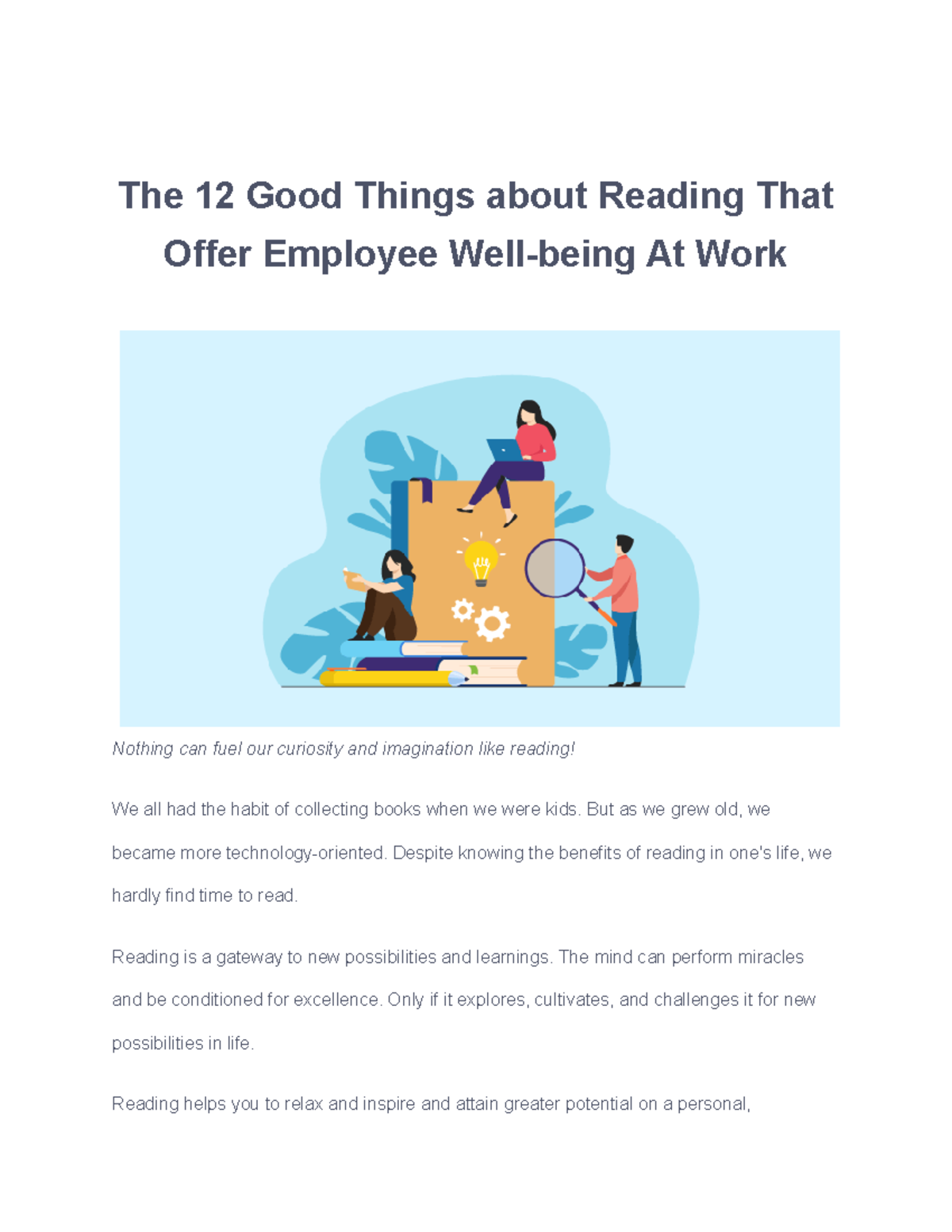 The 12 Good Things about Reading That Offer Employee Well-being At Work ...