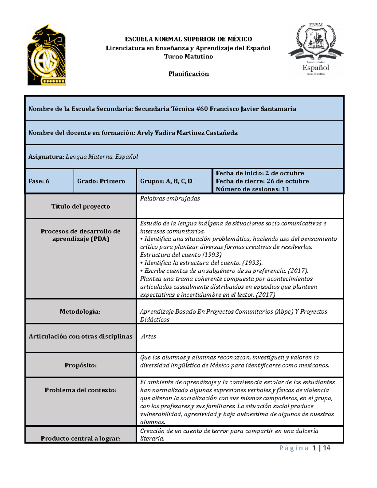 Formato NEM nueva 1 - PRACTICAS DOCENTES - ESCUELA NORMAL SUPERIOR DE ...