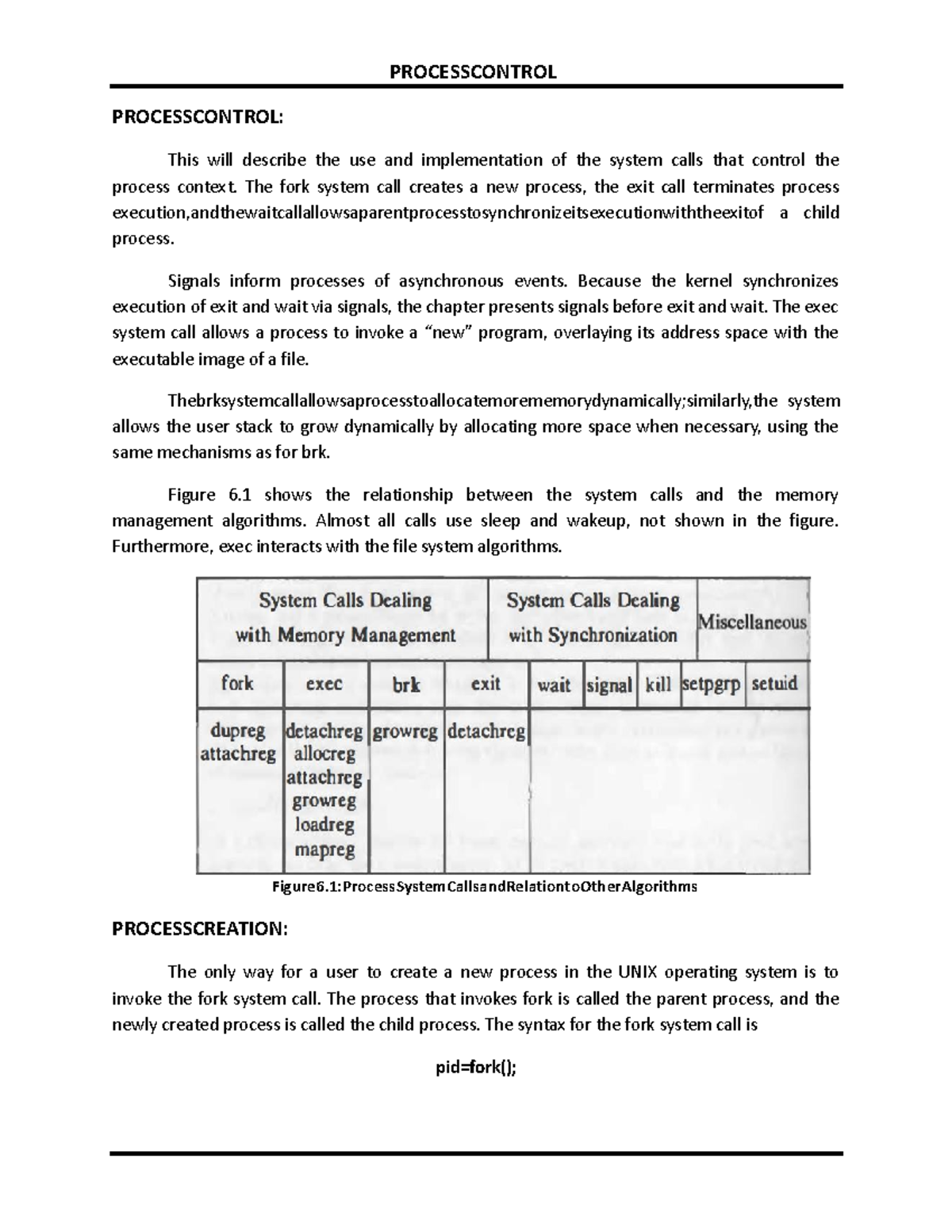 Process Control Unix OS Internal - PROCESSCONTROL PROCESSCONTROL: This will describe the use and ...