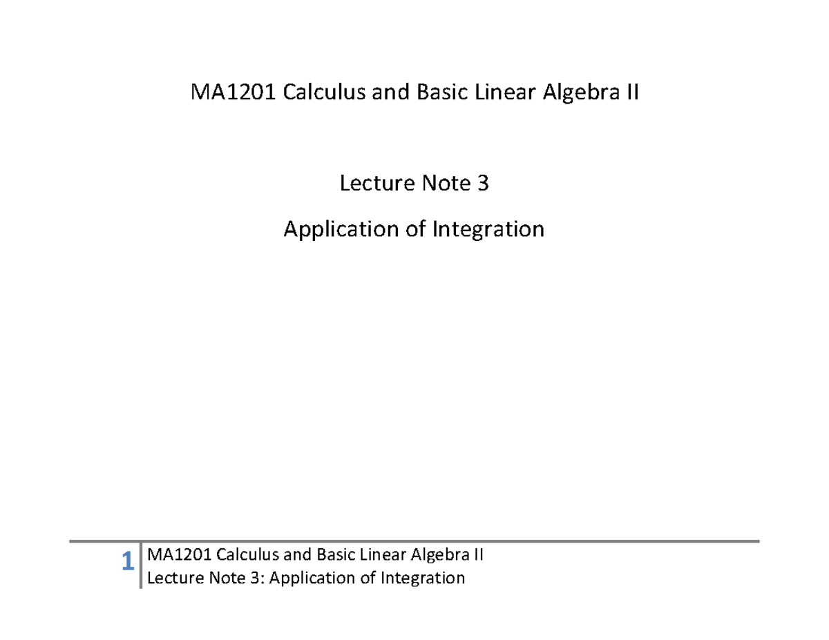 MA1201 L3 application of integration ver2 - MA 1201 Calculus and Basic ...